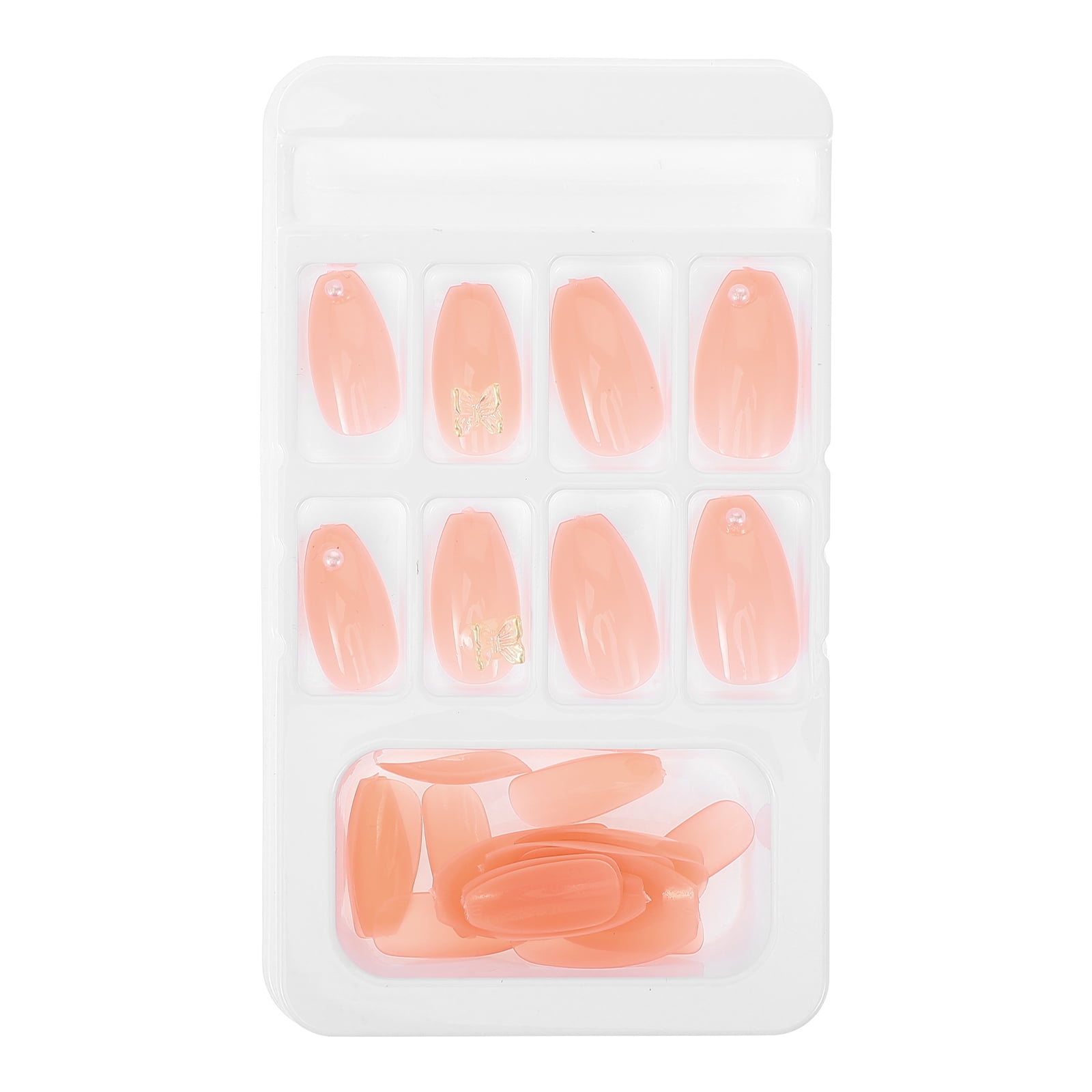 PAMINGONO 24Pcs Press On Nails In Ballerina Shape With Full Cove Design ...