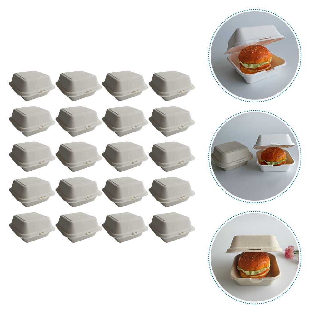 PAMINGONO 25Pcs Bagasse Paper Burger Packing Boxes for Food Takeaway ...