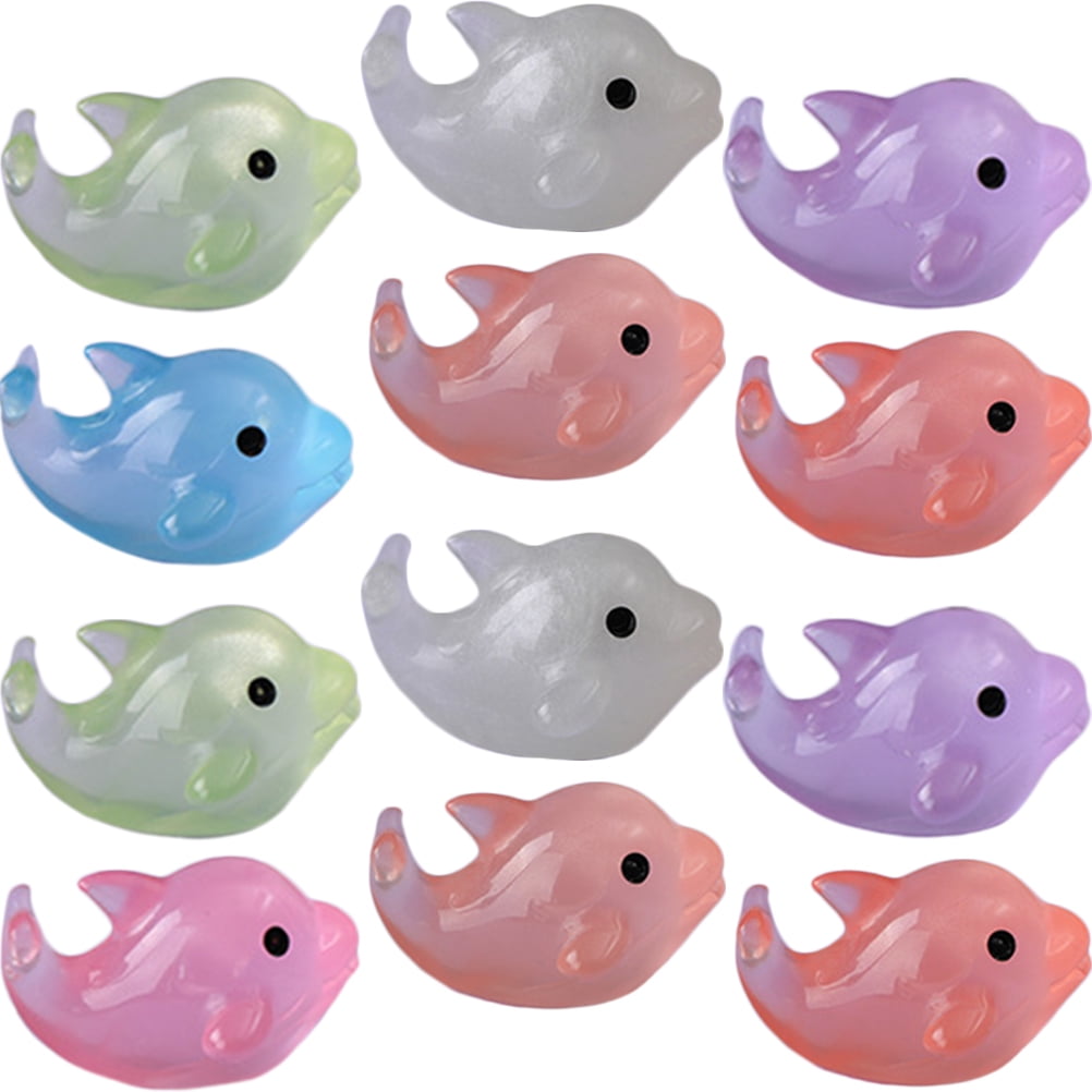 PAMINGONO 28Pcs Luminous Resin Dolphin Figurine Assorted Color Mini ...