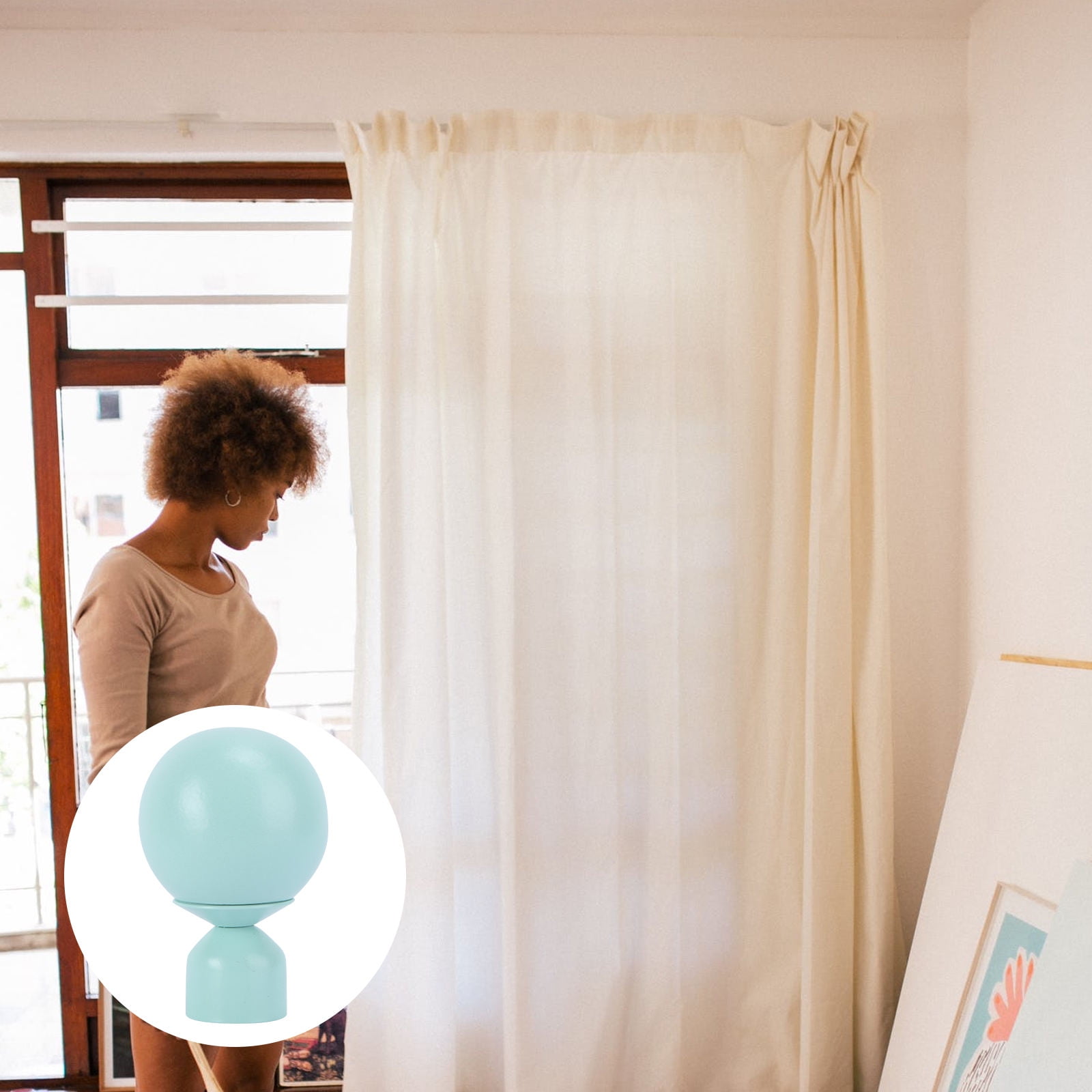 PAMINGONO 2Pack Green Iron Curtain Rod Ends for Window Curtain Rod Cap ...