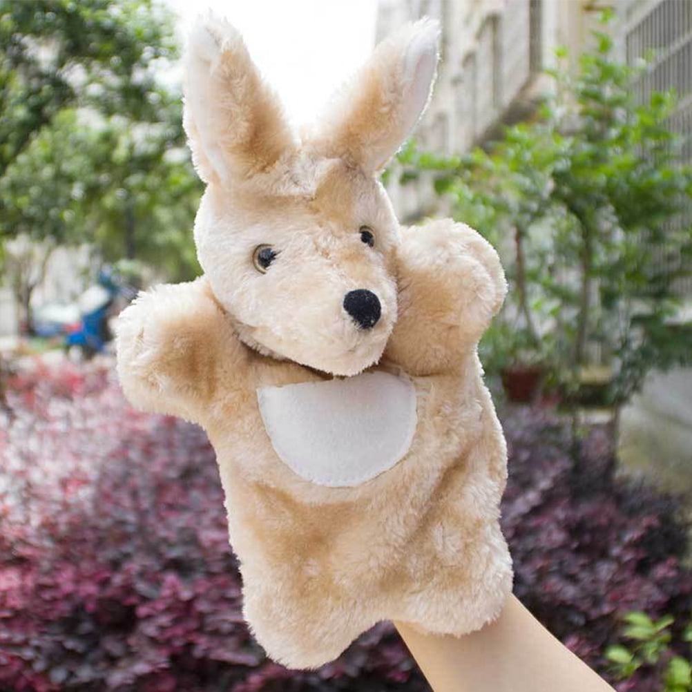 PAMINGONO 2Pcs Hand Puppets for Children Khaki Plush Velvet Educational ...