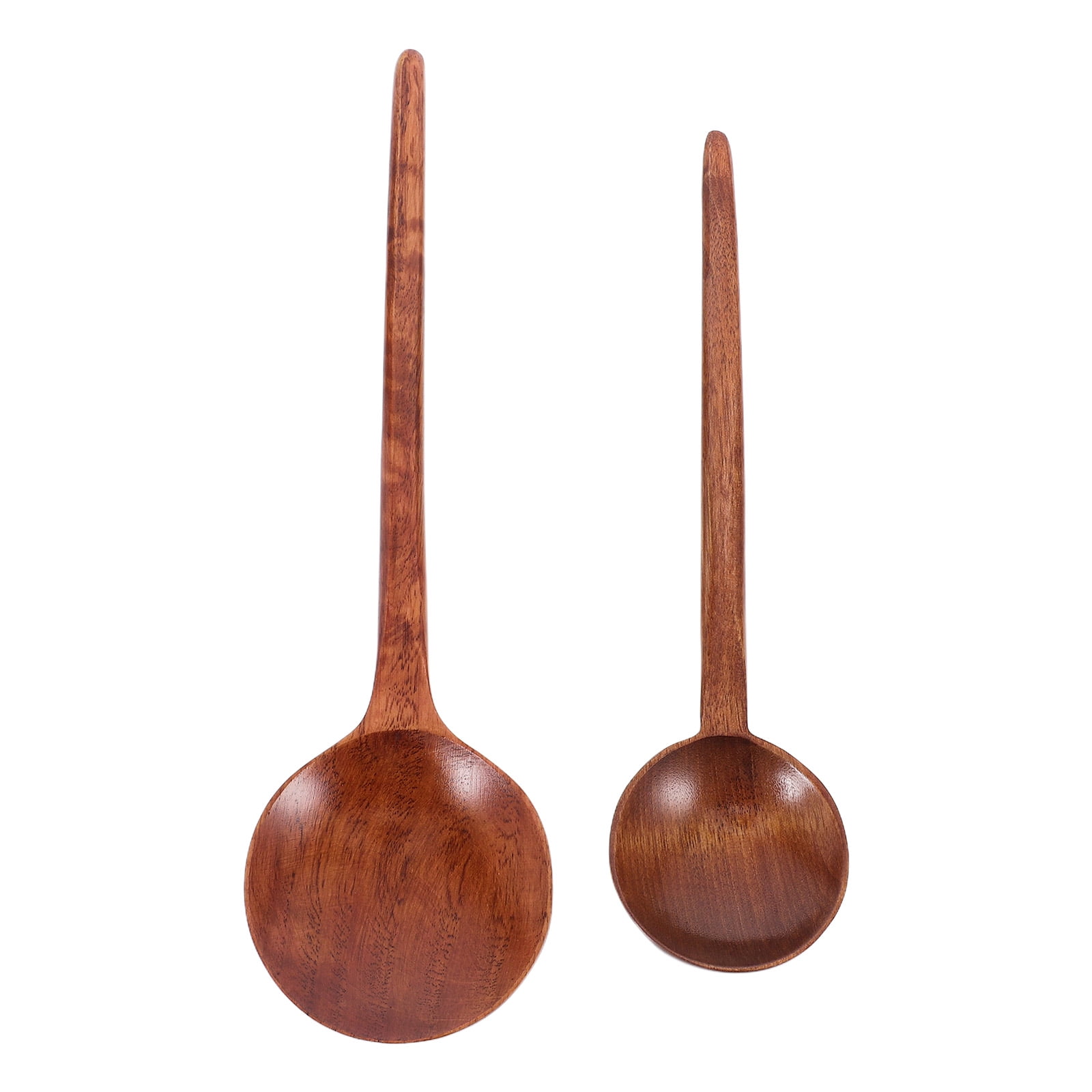 PAMINGONO Set of 2 Handle Wooden Spoons Brown for Serving Rice, Soups ...