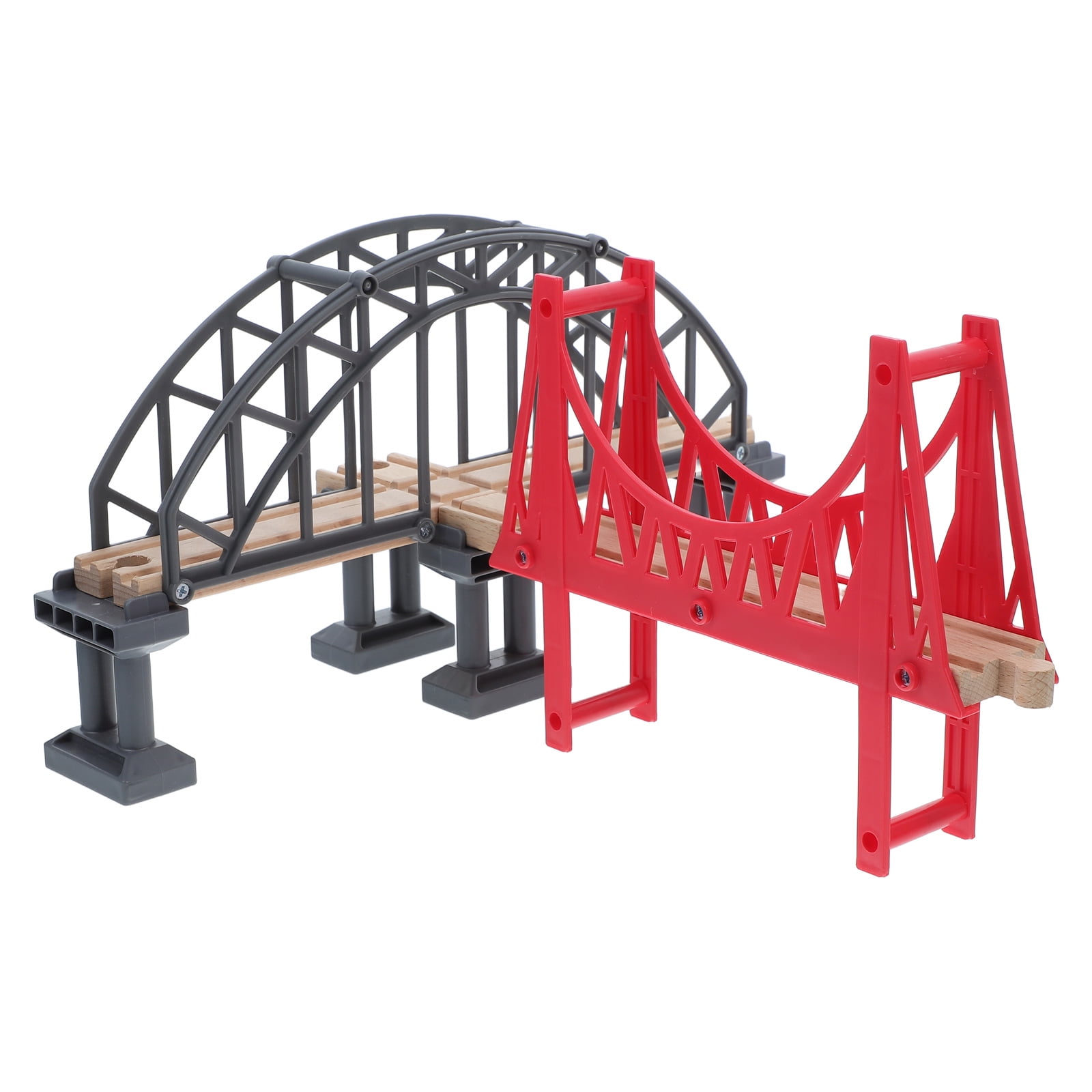 PAMINGONO 2Pcs Wooden Train Track Bridge Craftsmanship Assorted Color ...