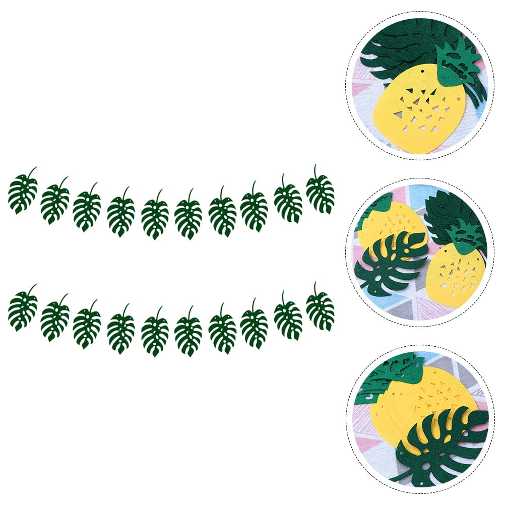 PAMINGONO 2Set Green Leaf Decor Banner Strings Felt Cloth For Summer ...