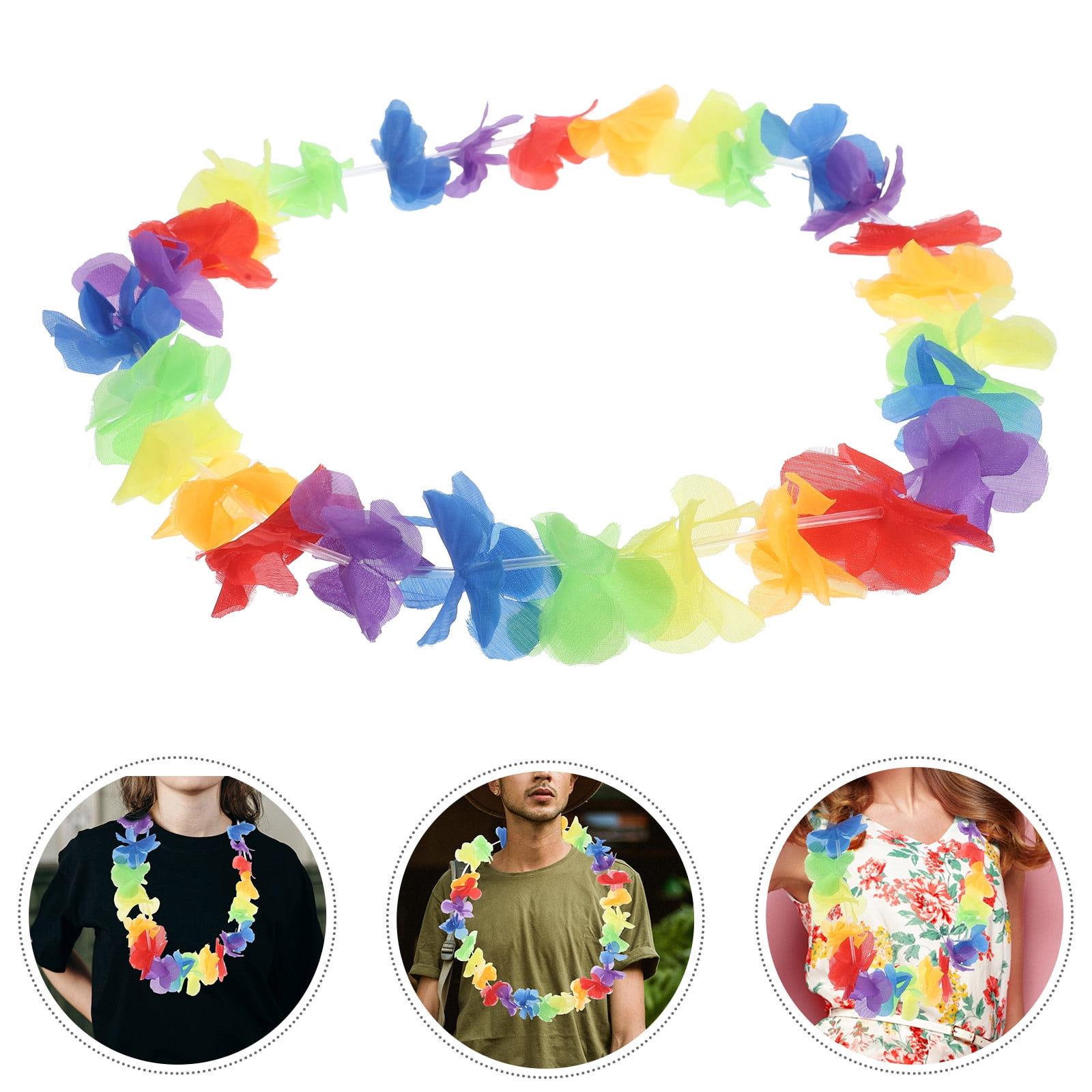 PAMINGONO 2Set Hawaiian Flower Leis Multi-Color For Summer Wreaths All ...