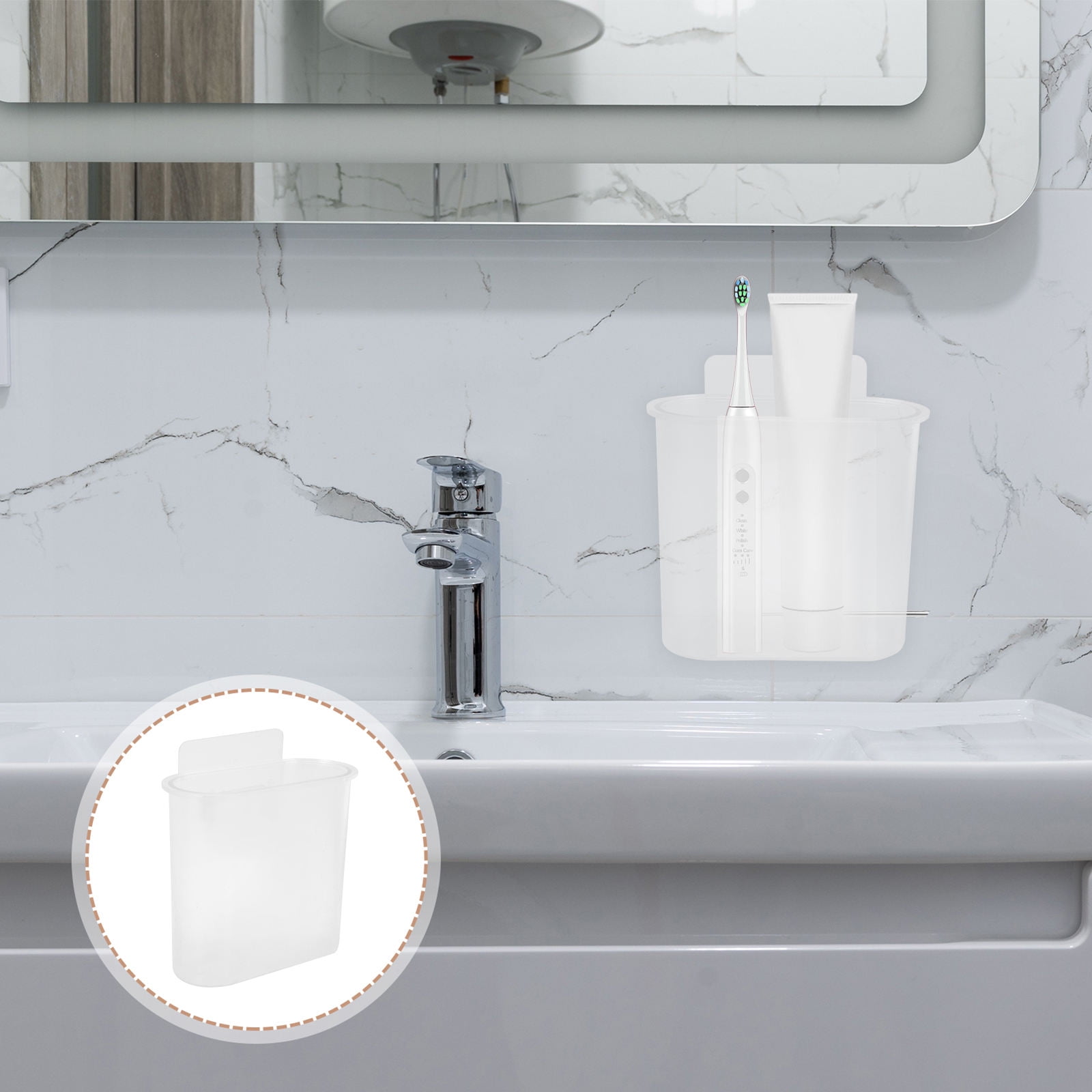 PAMINGONO 2Set Toothbrush Container Transparent Plastic Punch Free ...