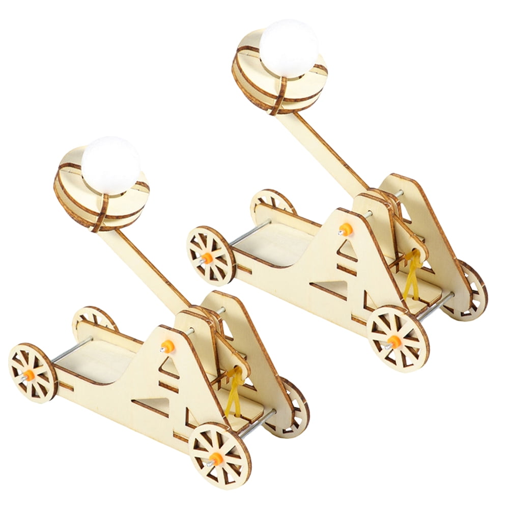 PAMINGONO 2Sets Wooden Catapult Kit Light Yellow DIY Trebuchet Model ...