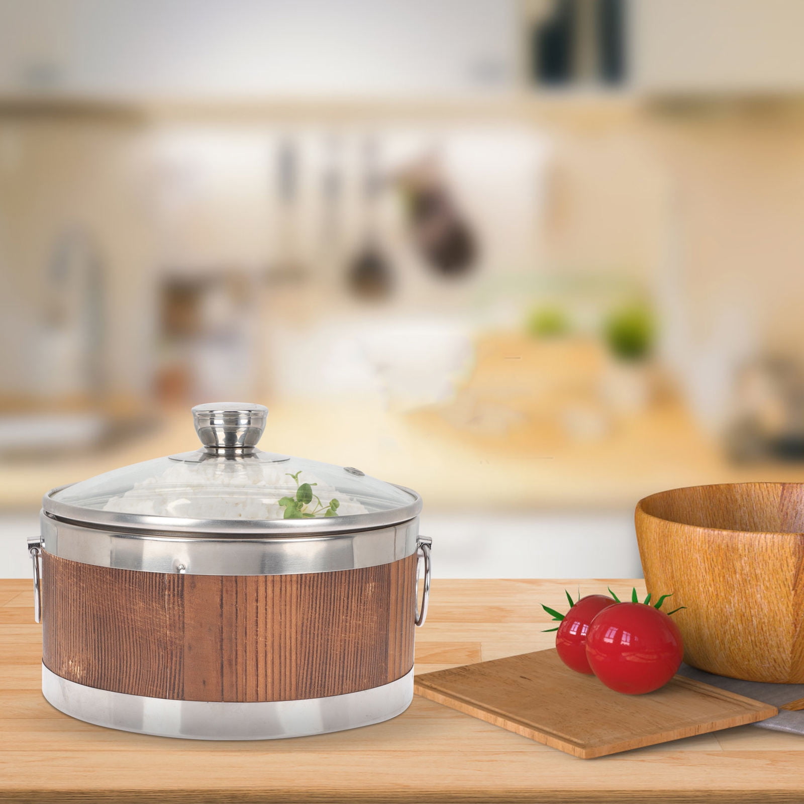 PAMINGONO 32Pack Wooden Bucket Wood Storage Container Silver Chic ...