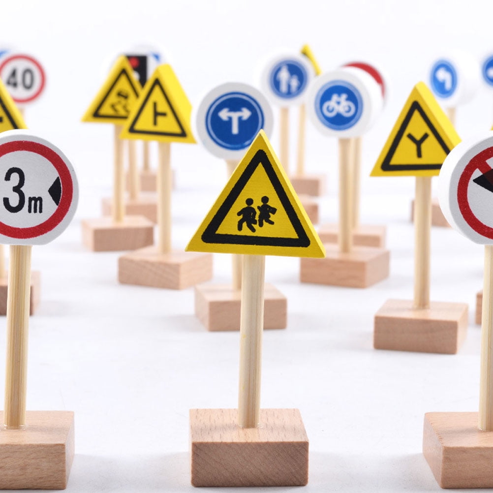 PAMINGONO 35Pcs Traffic Signs Playset for Kids Educational Street Road ...