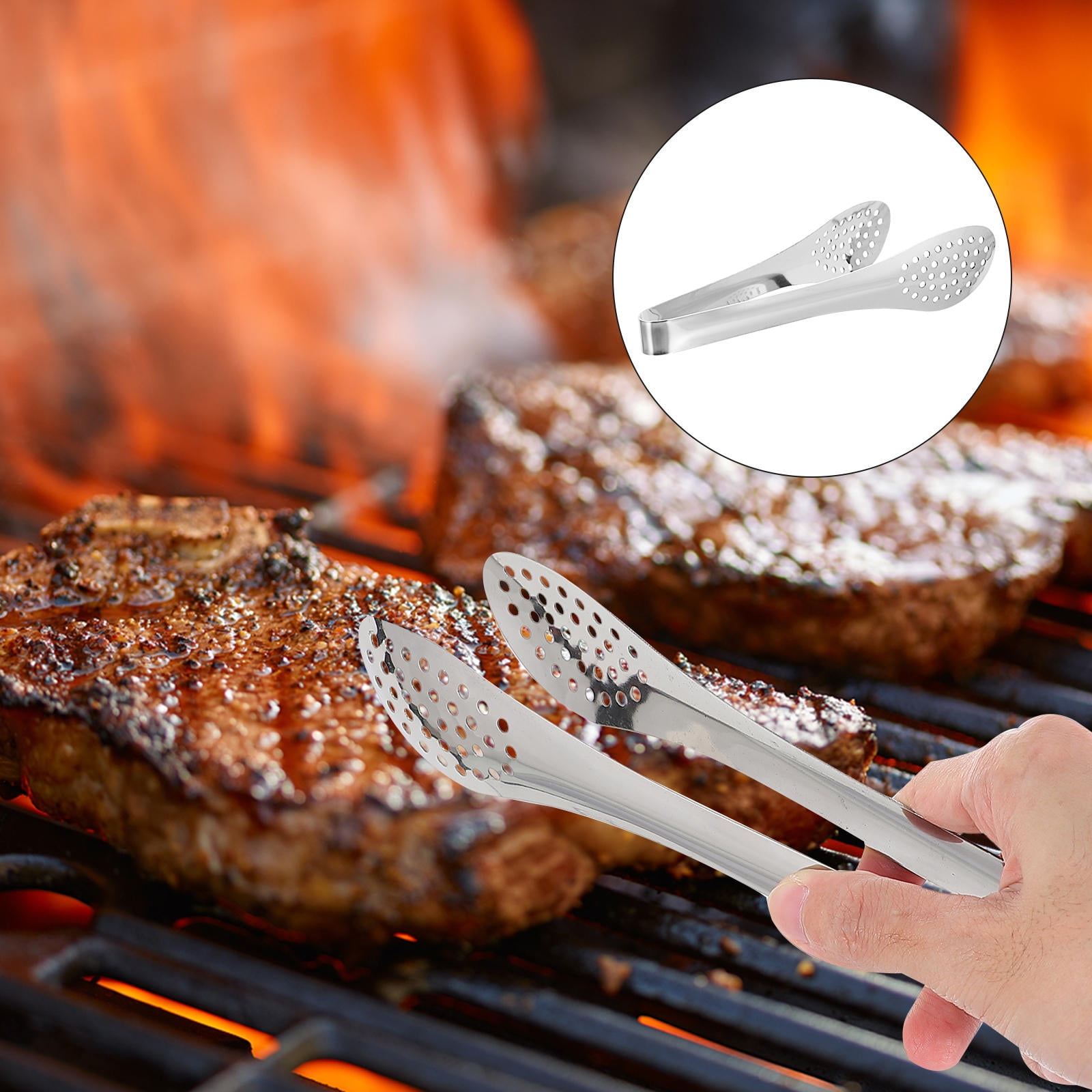 PAMINGONO Indoor Cooking Food Tongs Silver 3Pcs - Walmart.com