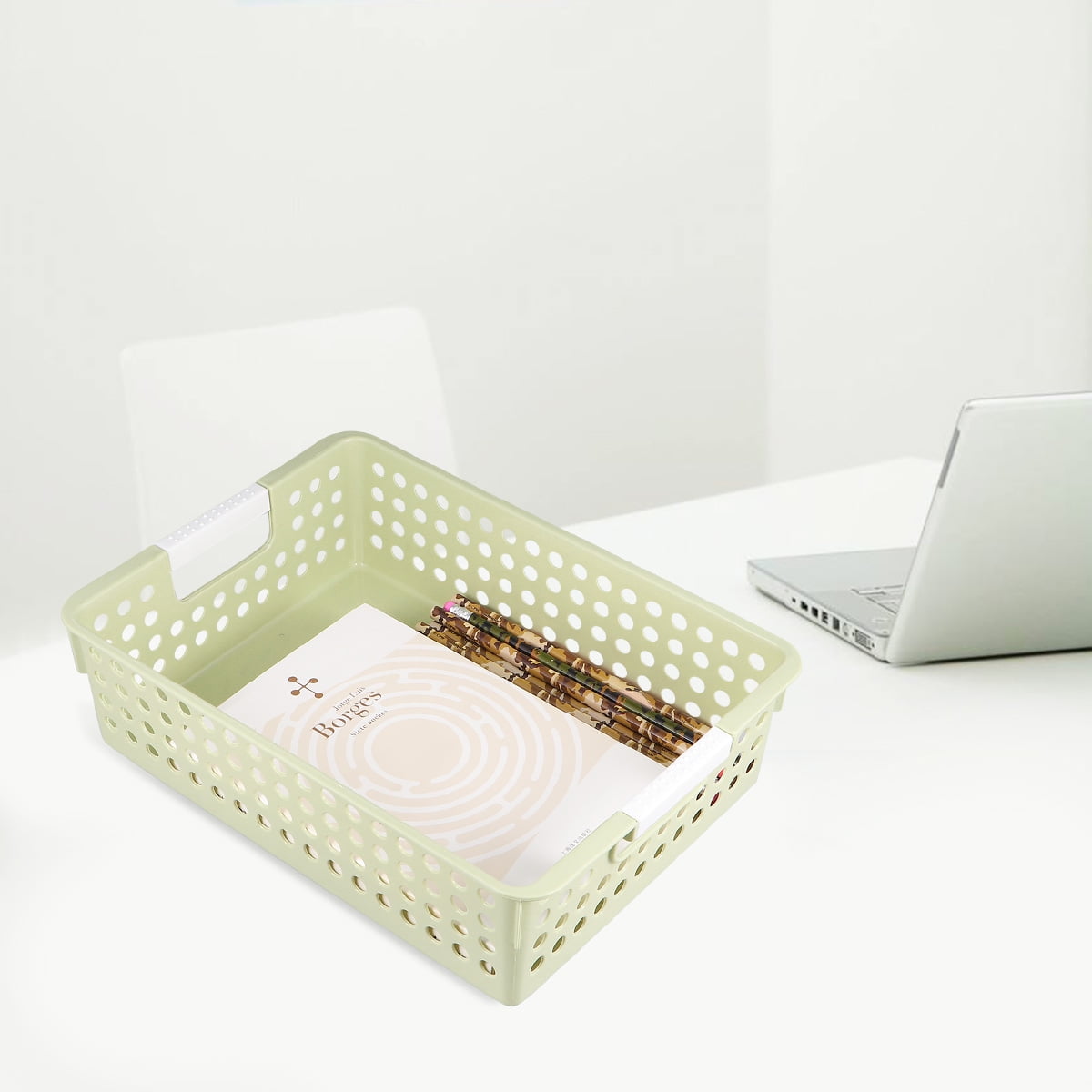 PAMINGONO 3Pcs Hollow Plastic Bins File Storage Basket for Office ...