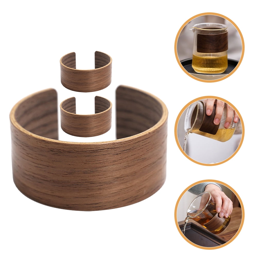 PAMINGONO 3Pcs Walnut Wood Cuff Shape Coffee Cup Sleeves Heat ...