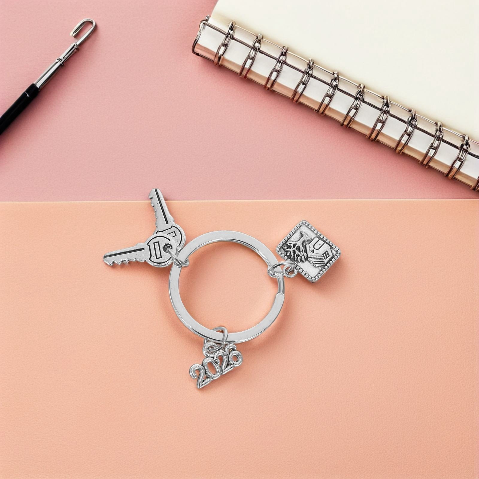 PAMINGONO 4Pcs Plated Silver 2026 New Home Keychains for Housewarming ...