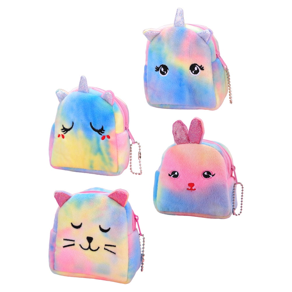 PAMINGONO 4Pcs Soft Fuzzy Pouch Plush Assorted Color Daily Use for ...