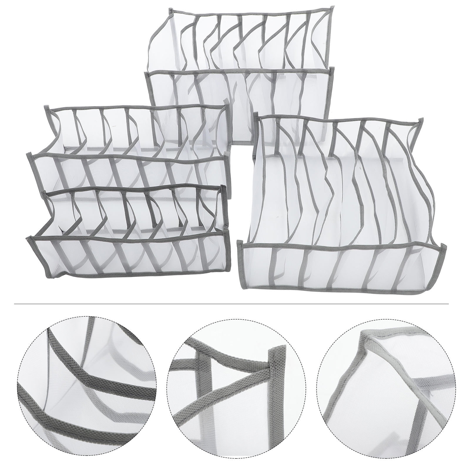 PAMINGONO 4Pcs Storage Box Grey High-Density Nylon Rectangular Multi ...