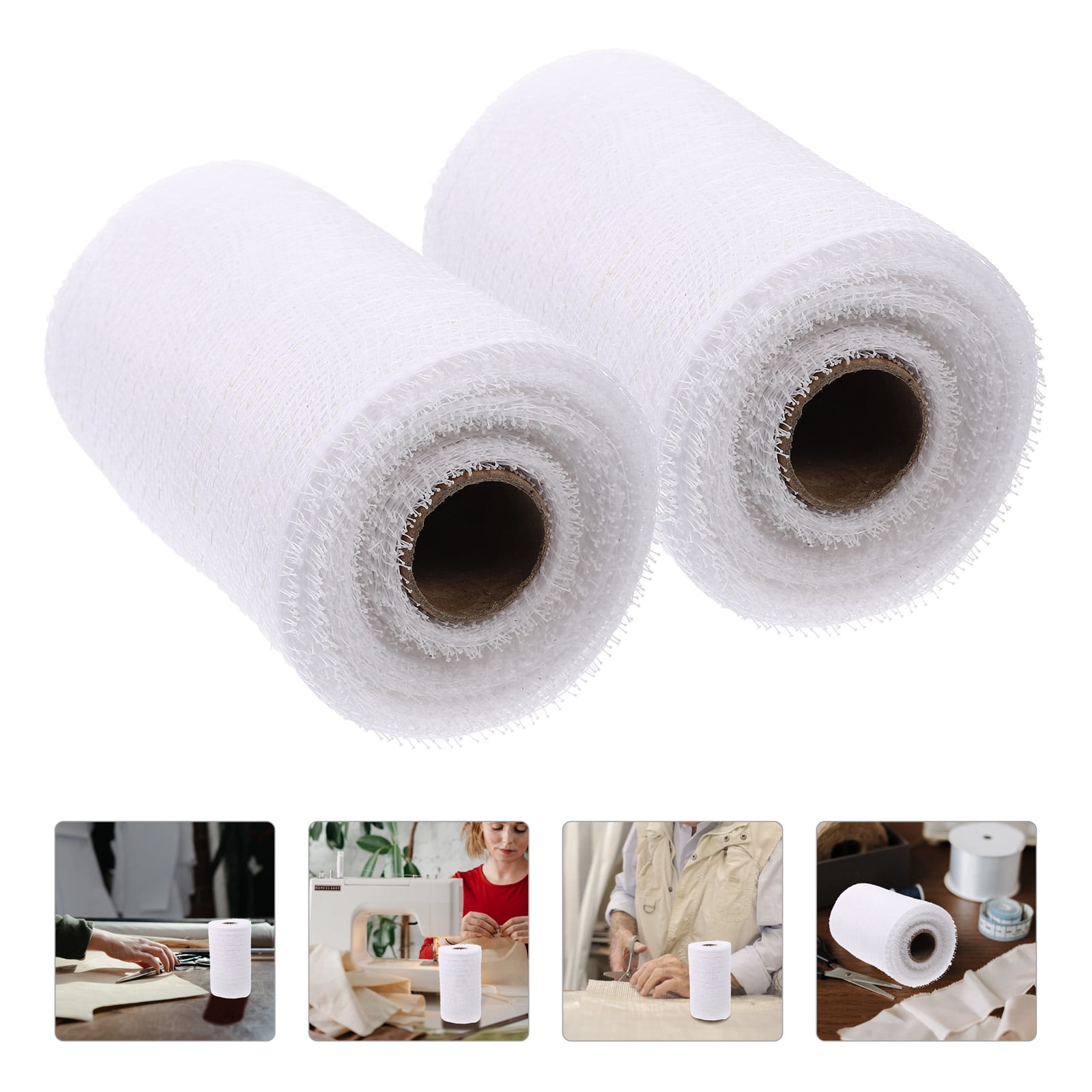 PAMINGONO 5.9in x 30ft Decorative Mesh Ribbon 2 Rolls for and in White ...
