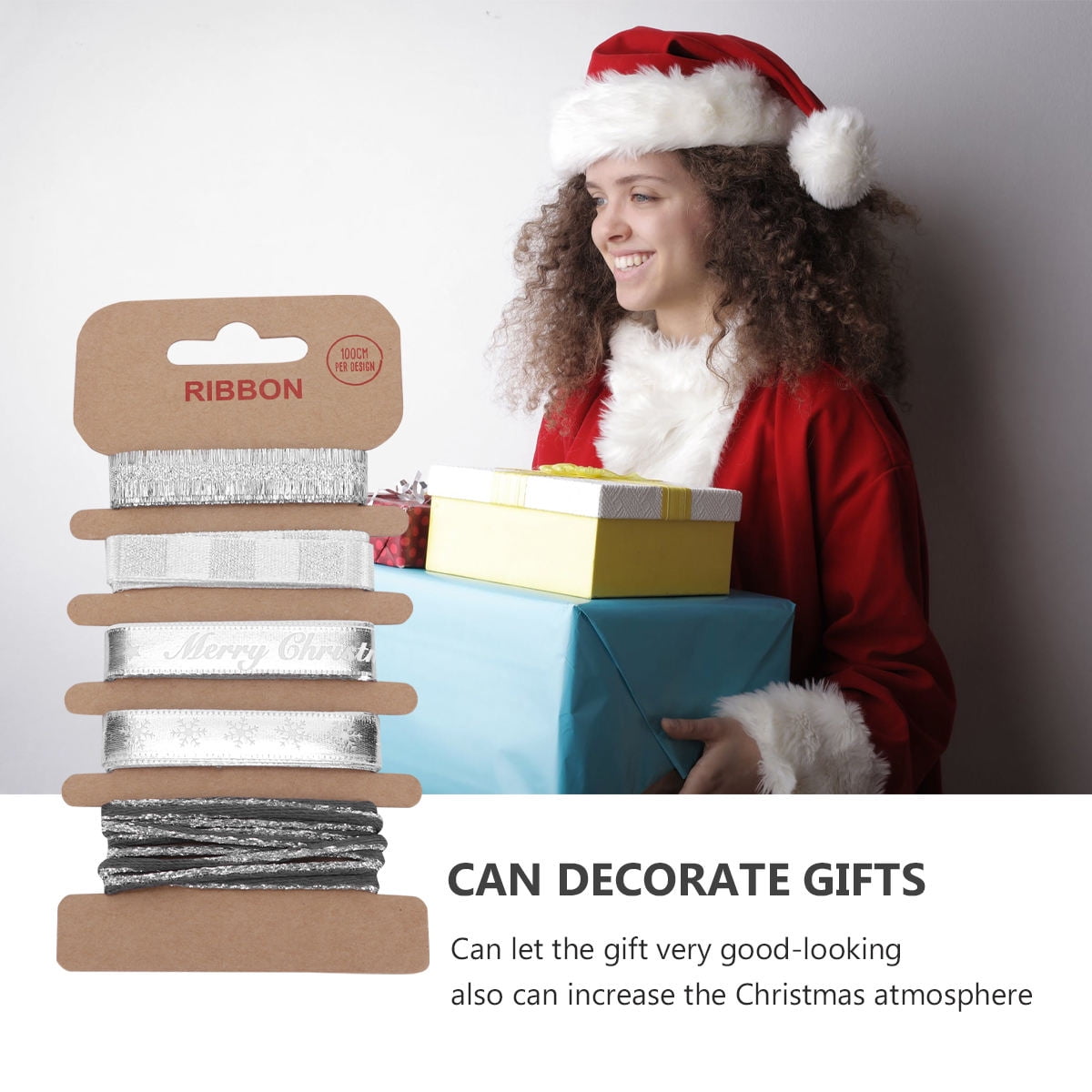 PAMINGONO 5 Patterns in 1 Set Ribbon for Wrapping Presents Silver ...