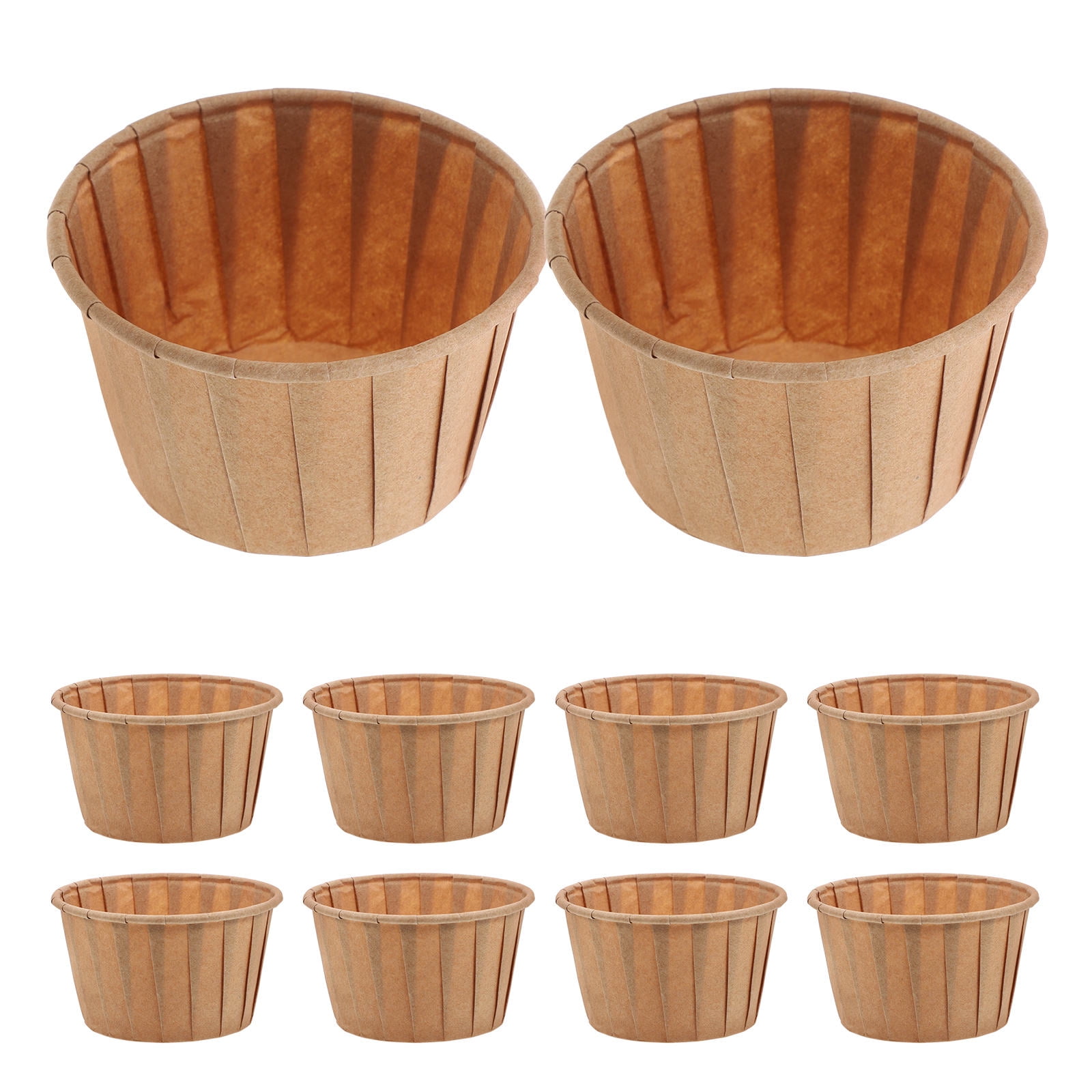 PAMINGONO 50Pcs Baking Cup Round Light Brown Paper Molds for Home ...