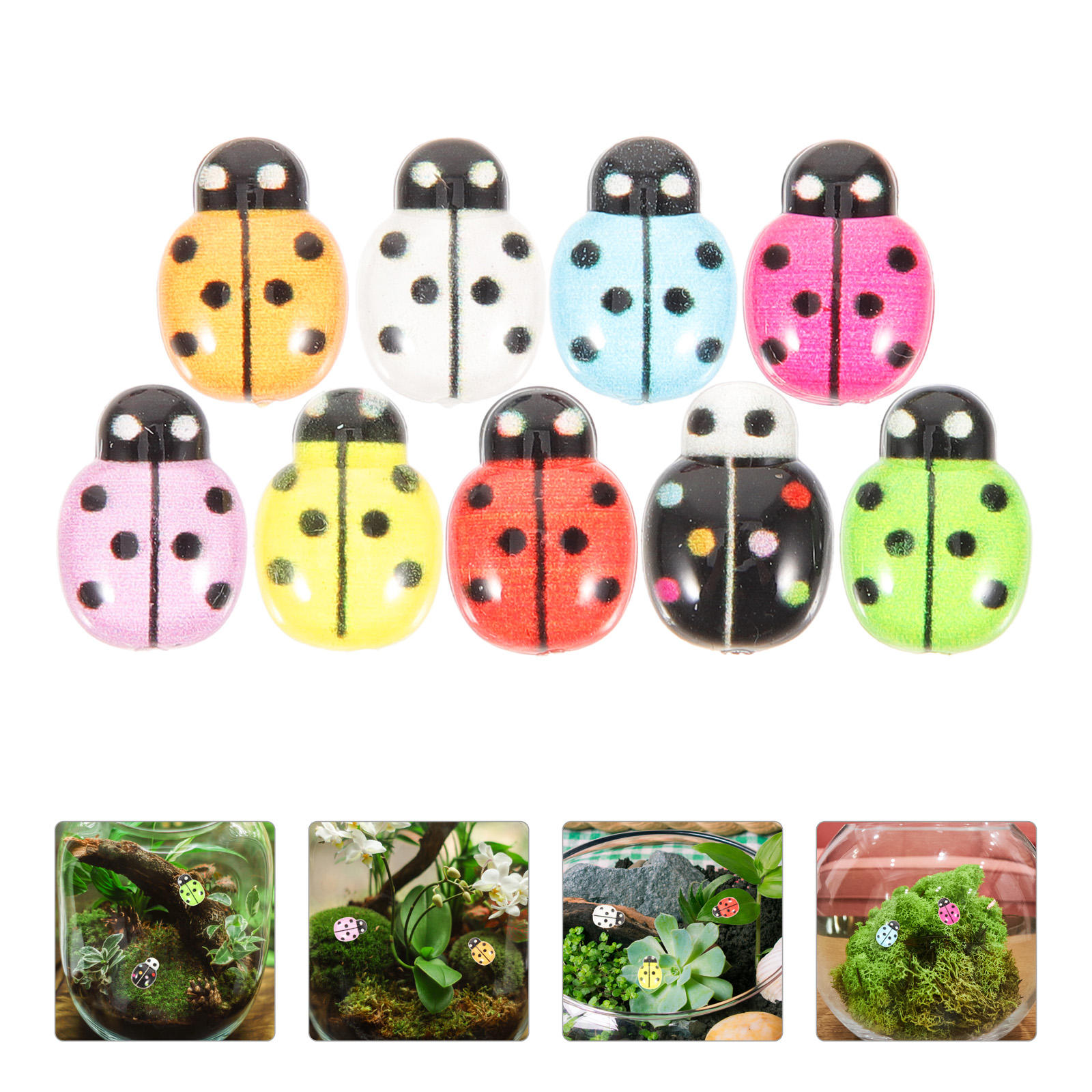 PAMINGONO 50Pcs Tiny Ladybug Resin Ladybugs Charms Assorted Color for ...