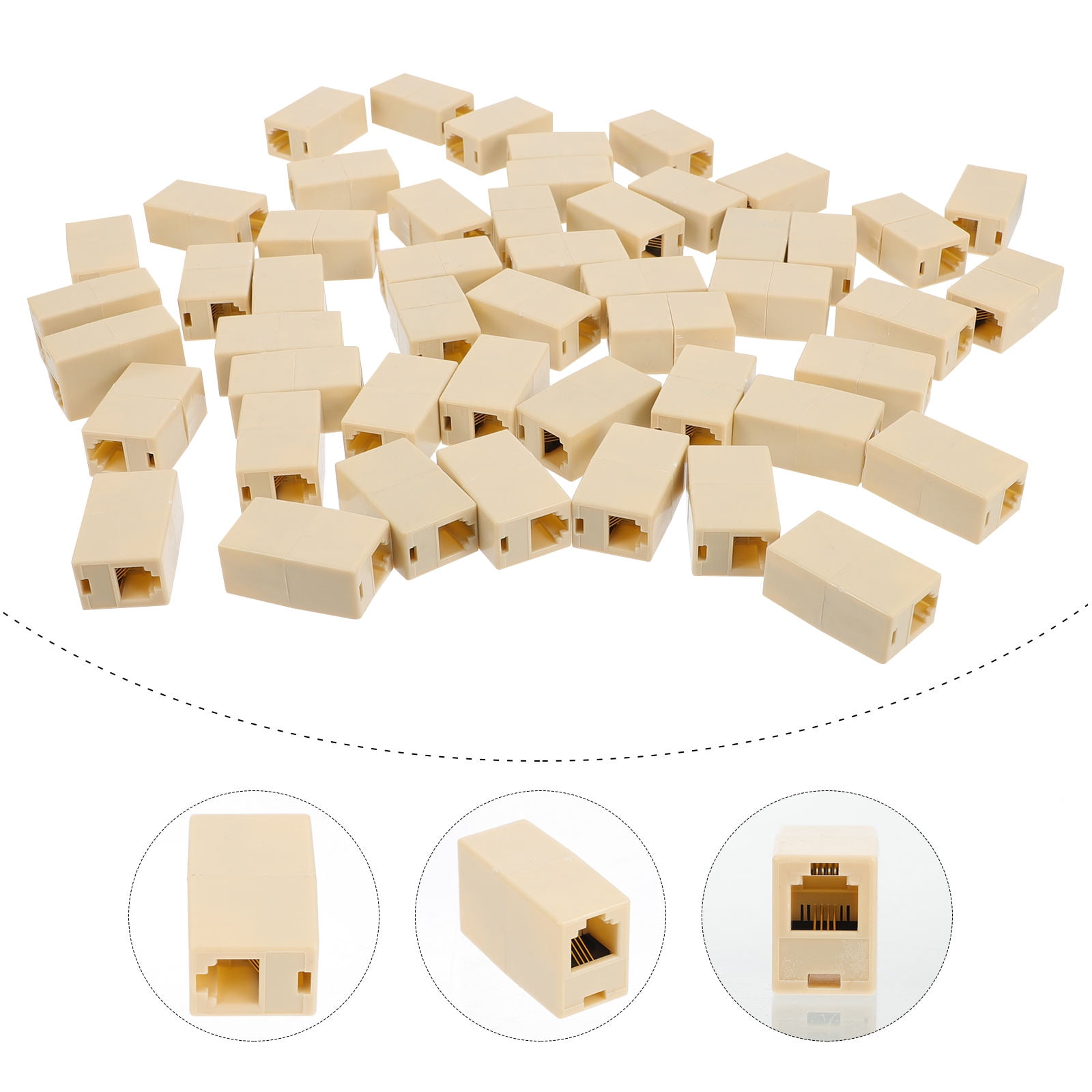 PAMINGONO 50Set Abs Beige Rectangular Simple Design RJ11 Connectors For ...
