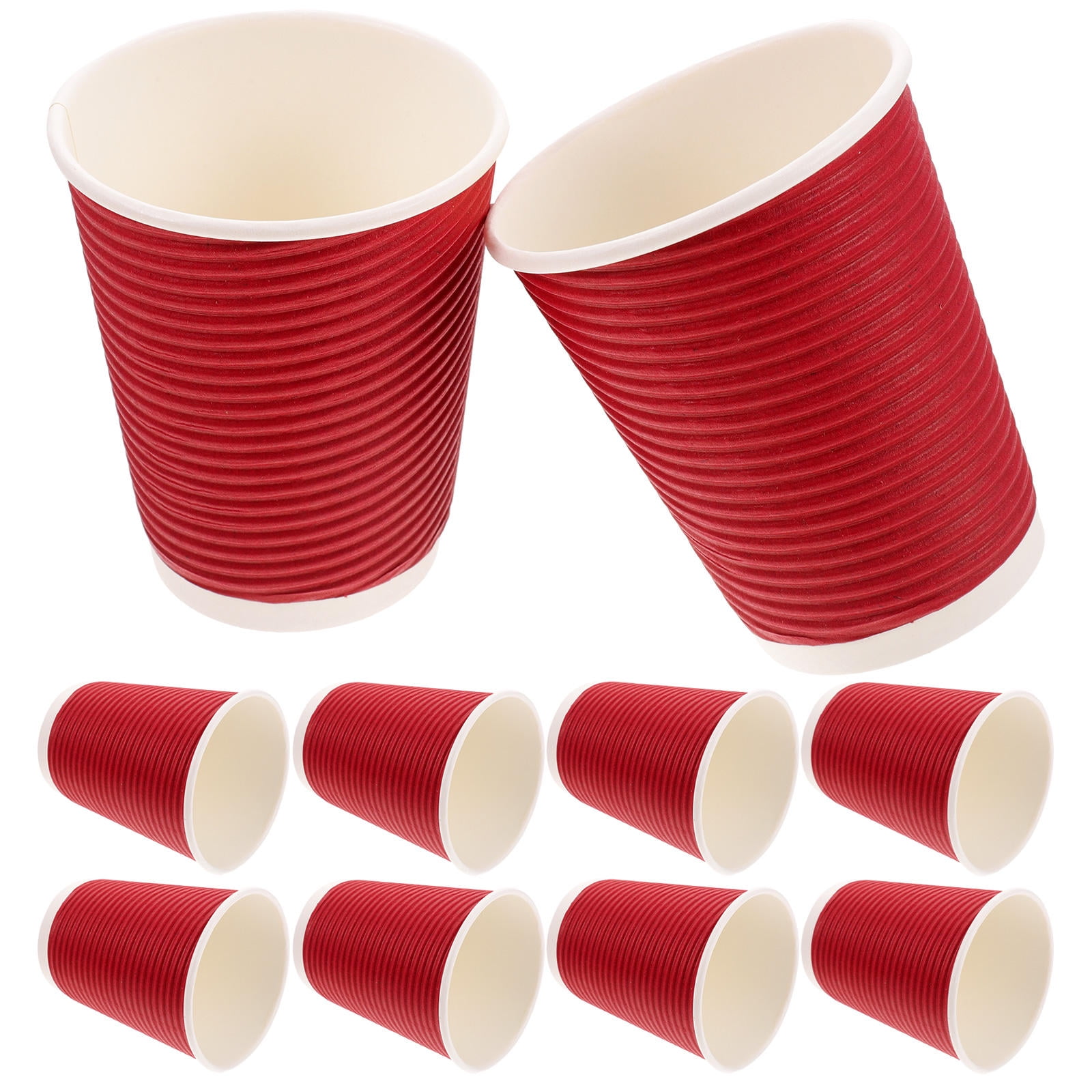 PAMINGONO Disposable Packing Cups Double Layered Coffee Cups Red 50Set ...