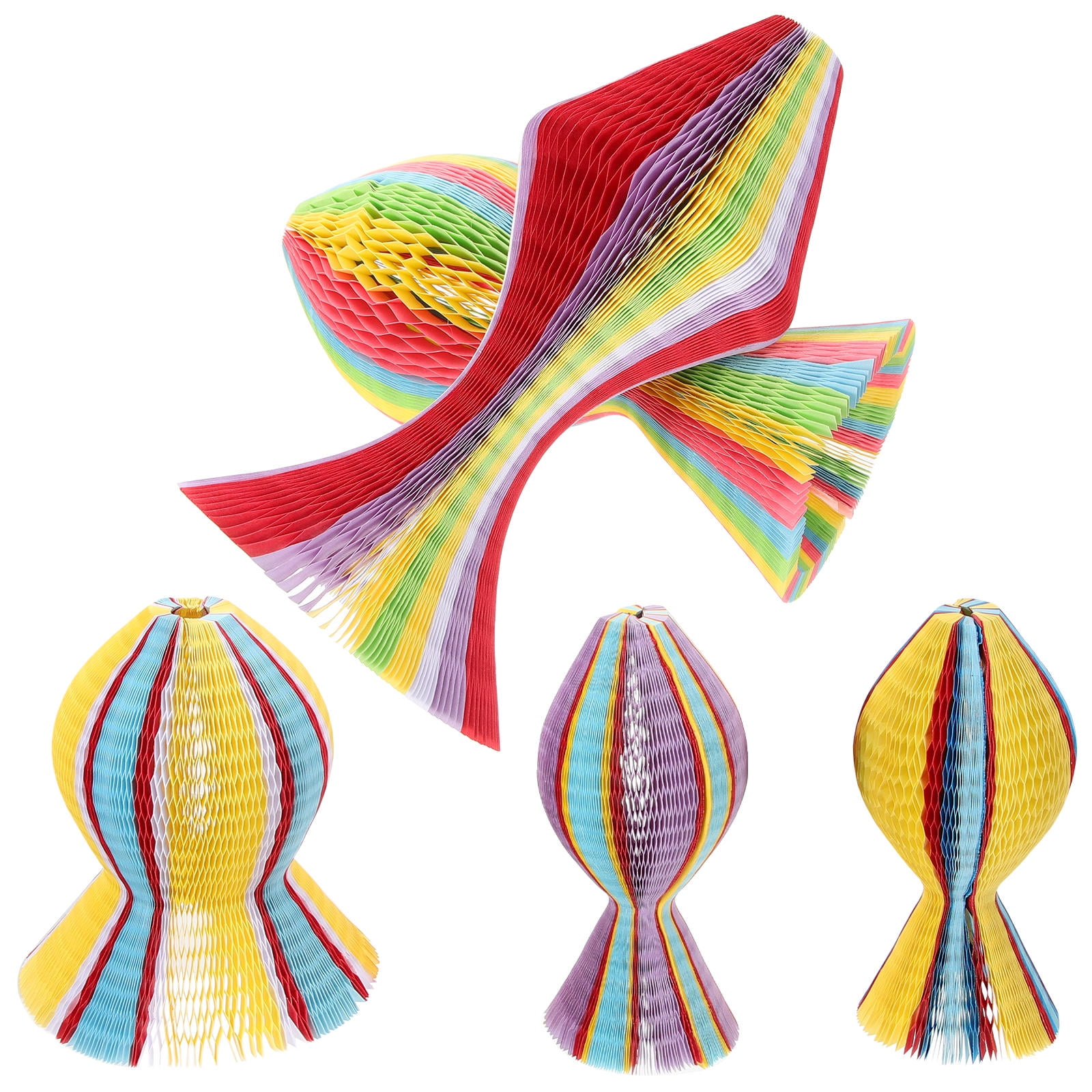 PAMINGONO 5Pcs Paper Origami Sun Hats Honeycomb Vase Shape Rainbow ...