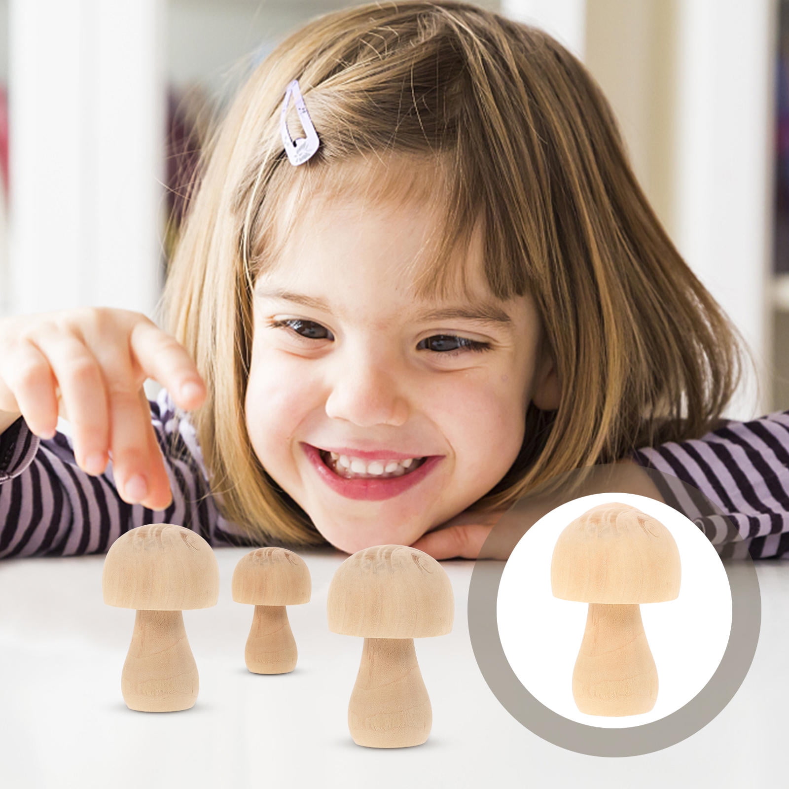 PAMINGONO DIY Wooden Mushroom Kid's Toy 6Pcs 3.14x2.55x2.55in - Walmart.com