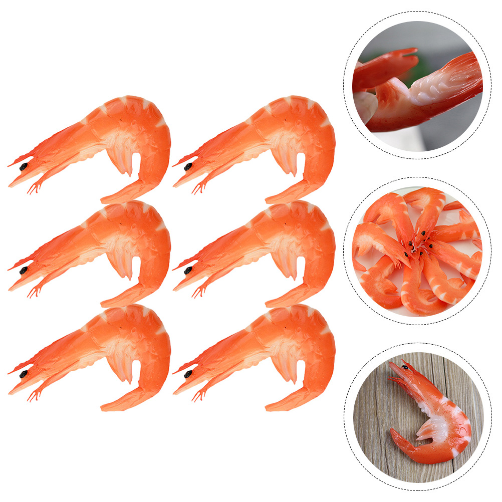 PAMINGONO 6Pcs Fake Shrimp for Educational Cognitive Aid in Red 11.8x7 ...