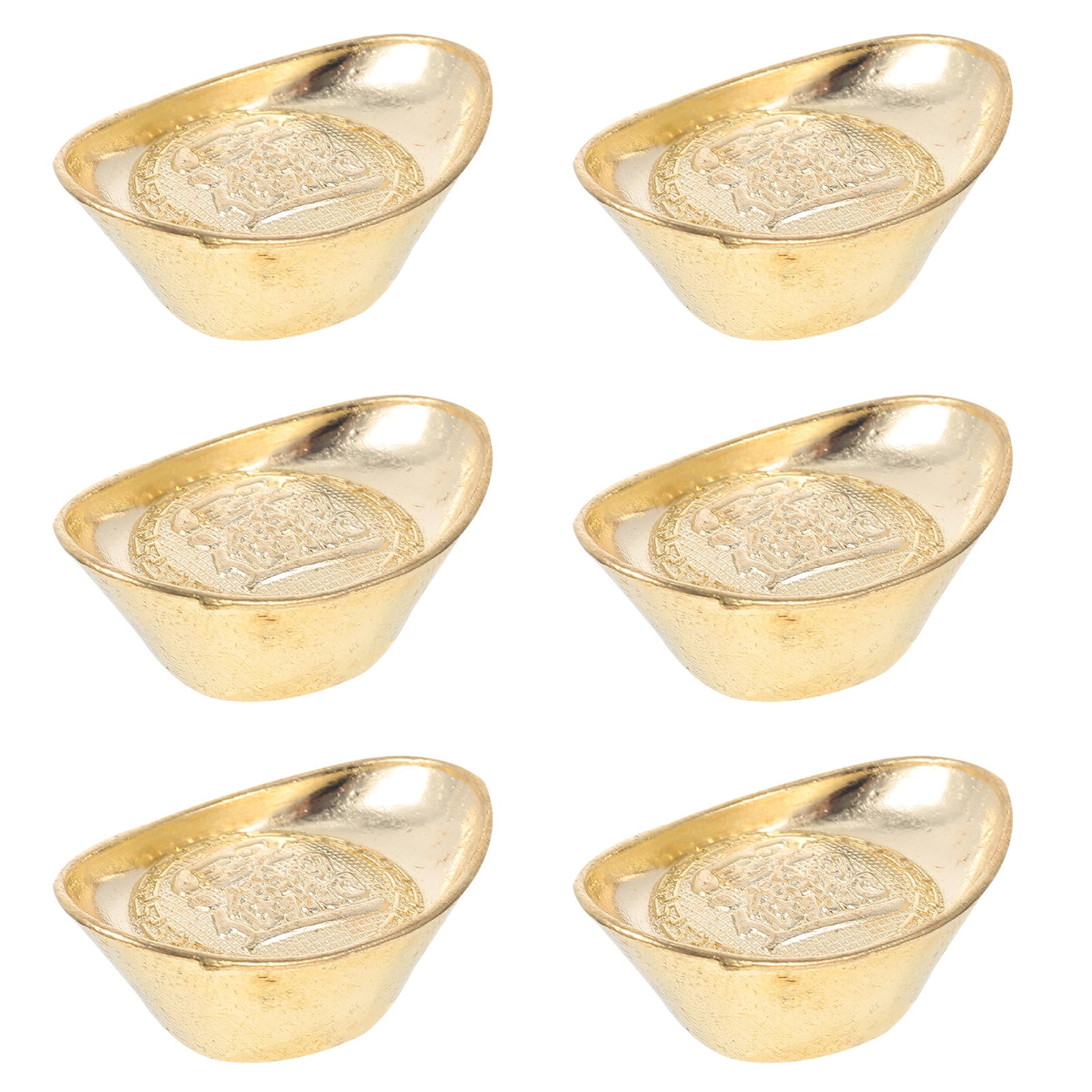 PAMINGONO 6Pcs Golden Ingot Adornment Copper Alloy Home Decoration Feng ...