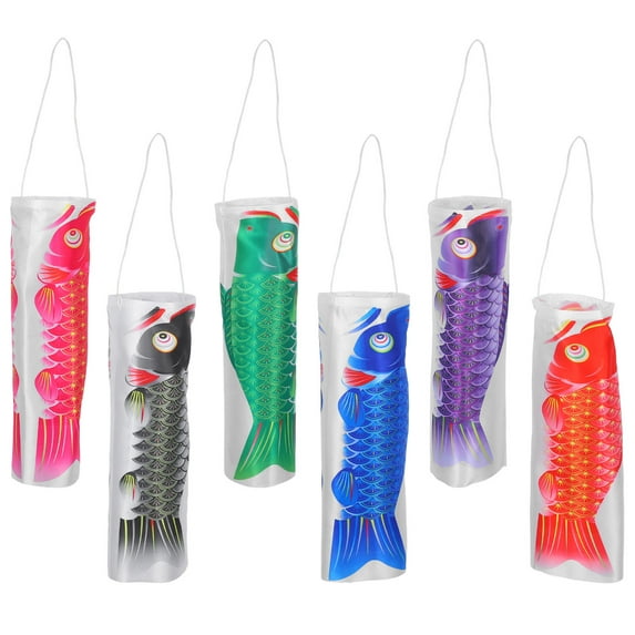 PAMINGONO 6Pcs Koinobori Windsock Fish Shape Outdoor Windsocks Hanging ...
