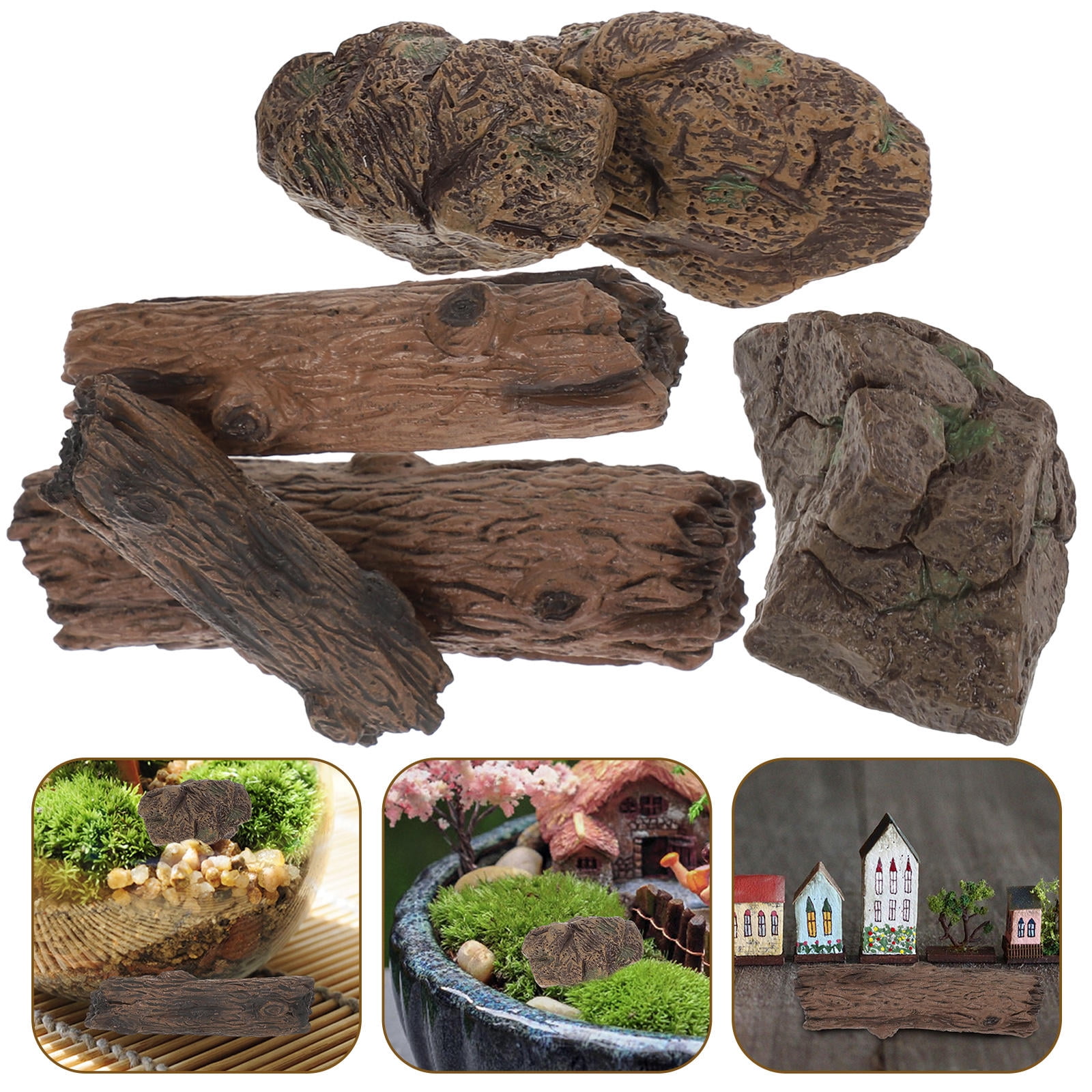 PAMINGONO 6Pcs Miniature Tree Stump with Realistic Design for ...