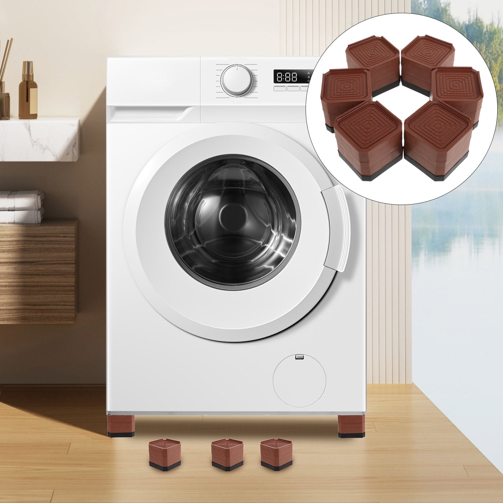 PAMINGONO 6Pcs Noise Reduction Furniture Leg Risers for Washing ...