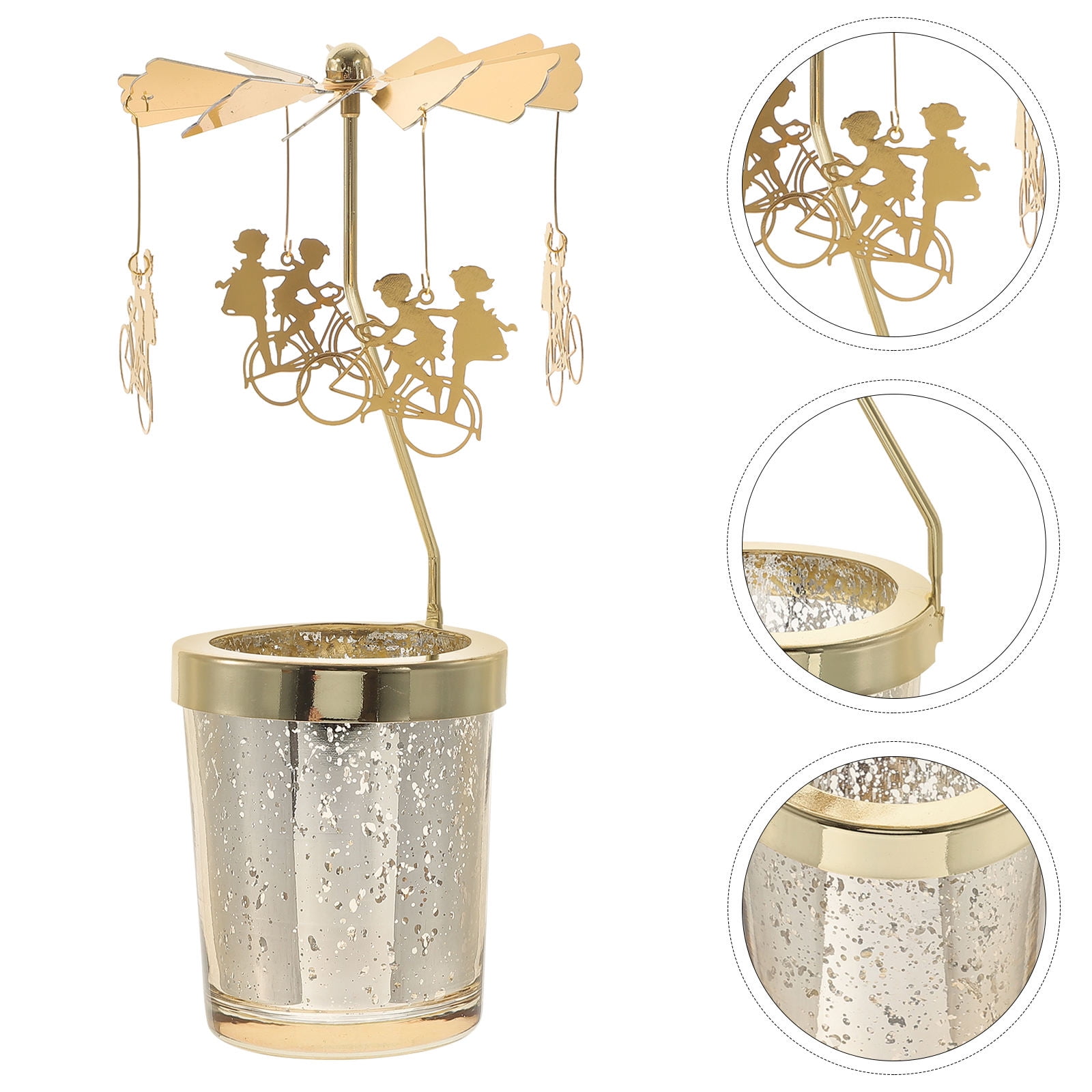 PAMINGONO Rotatable Candlestick Rotating Candle Holder Golden ...