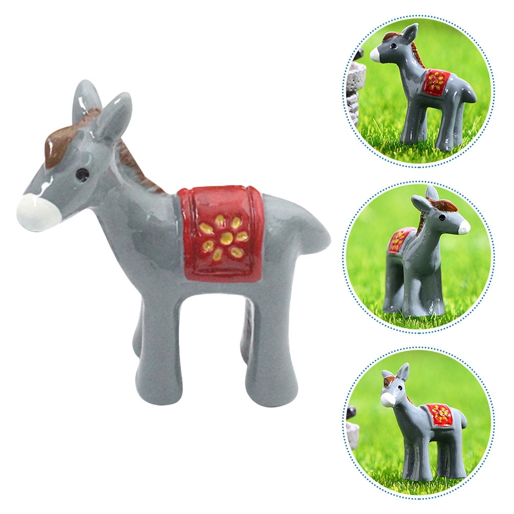 PAMINGONO 6Pcs Tiny Miniature Donkey Dark Grey Resin for Outdoor Space ...