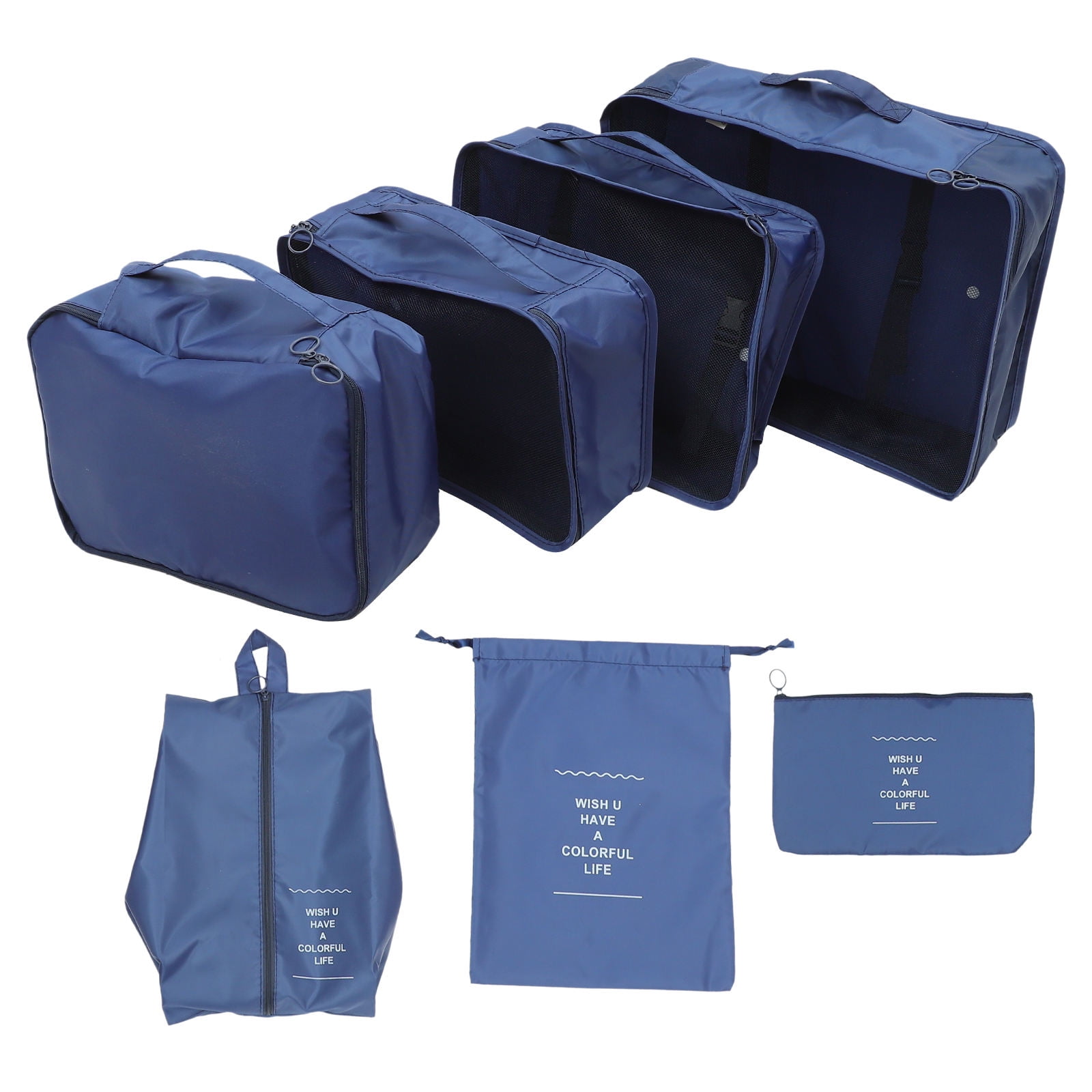 PAMINGONO 7Pcs Travel Essentials for Men Blue Rectangular 290T Double ...