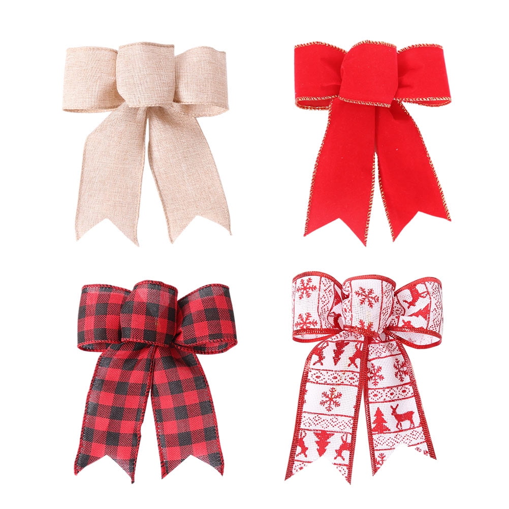 PAMINGONO 7Set Outdoor Holiday Bow Decorations White Linomple Bows for ...