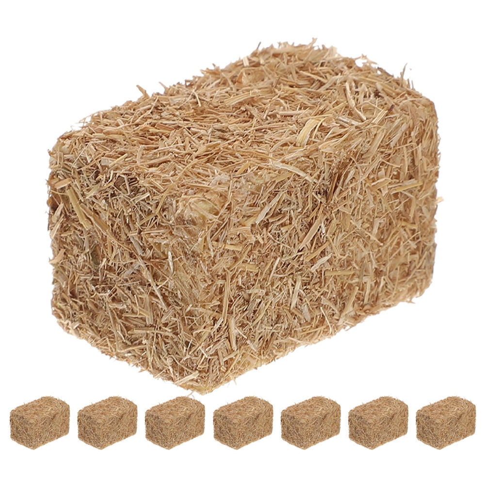 PAMINGONO 8Pcs Miniature Hay Bales Light Brown Wooden Square Craft ...