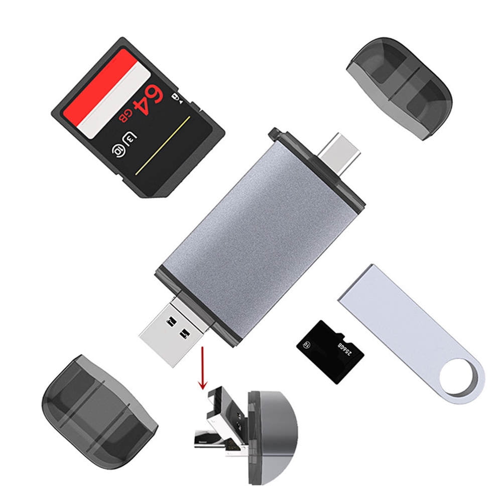 PAMINGONO Aluminum Alloy Rectangular Card Reader 1Pcs Usb to Usb C ...