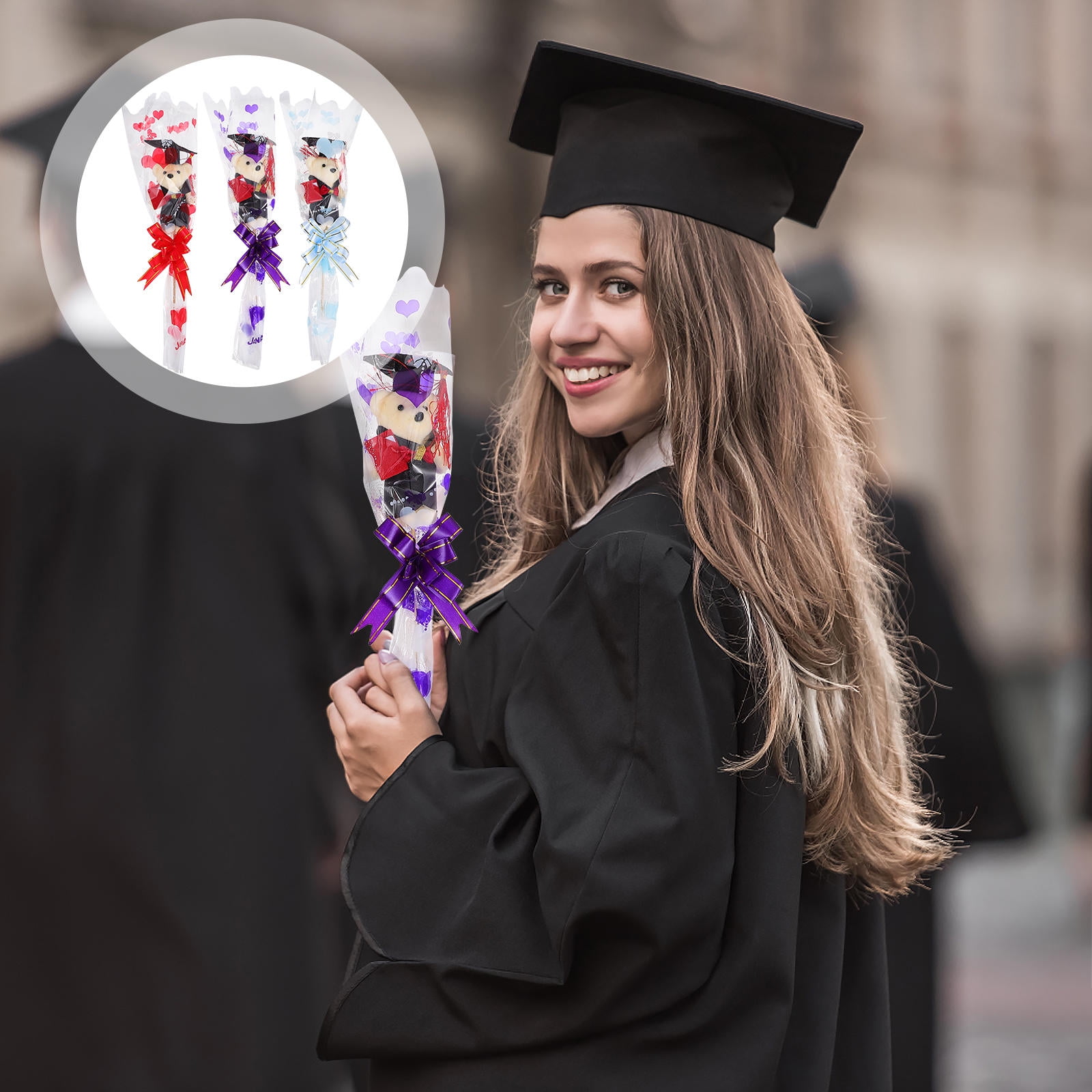 PAMINGONO Artificial Flowers Bouquet 3Pcs Bear Shape for Graduation ...