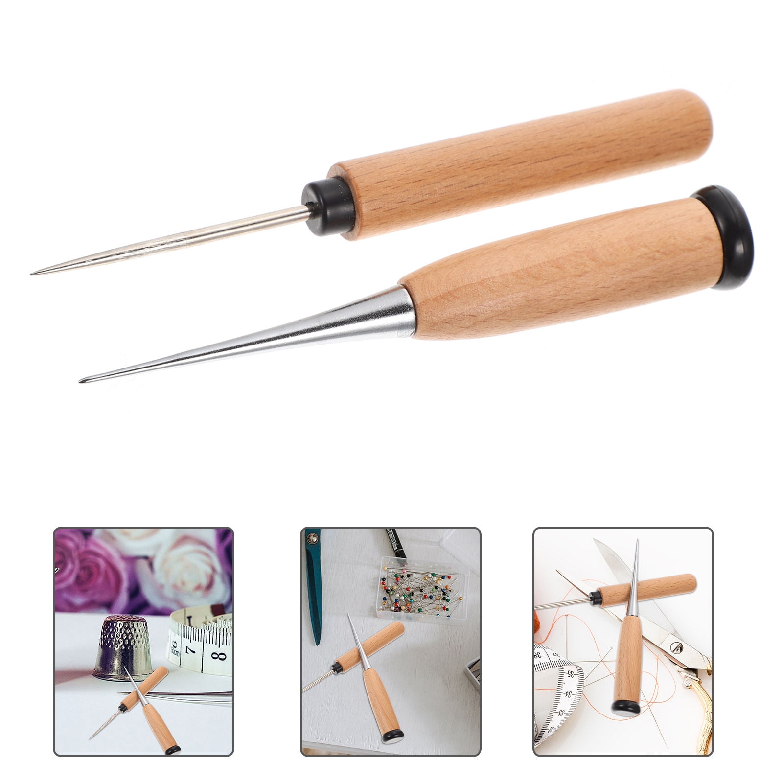 PAMINGONO Sewing Awls Wooden Handle Ergonomic for DIY Craft Supplies ...