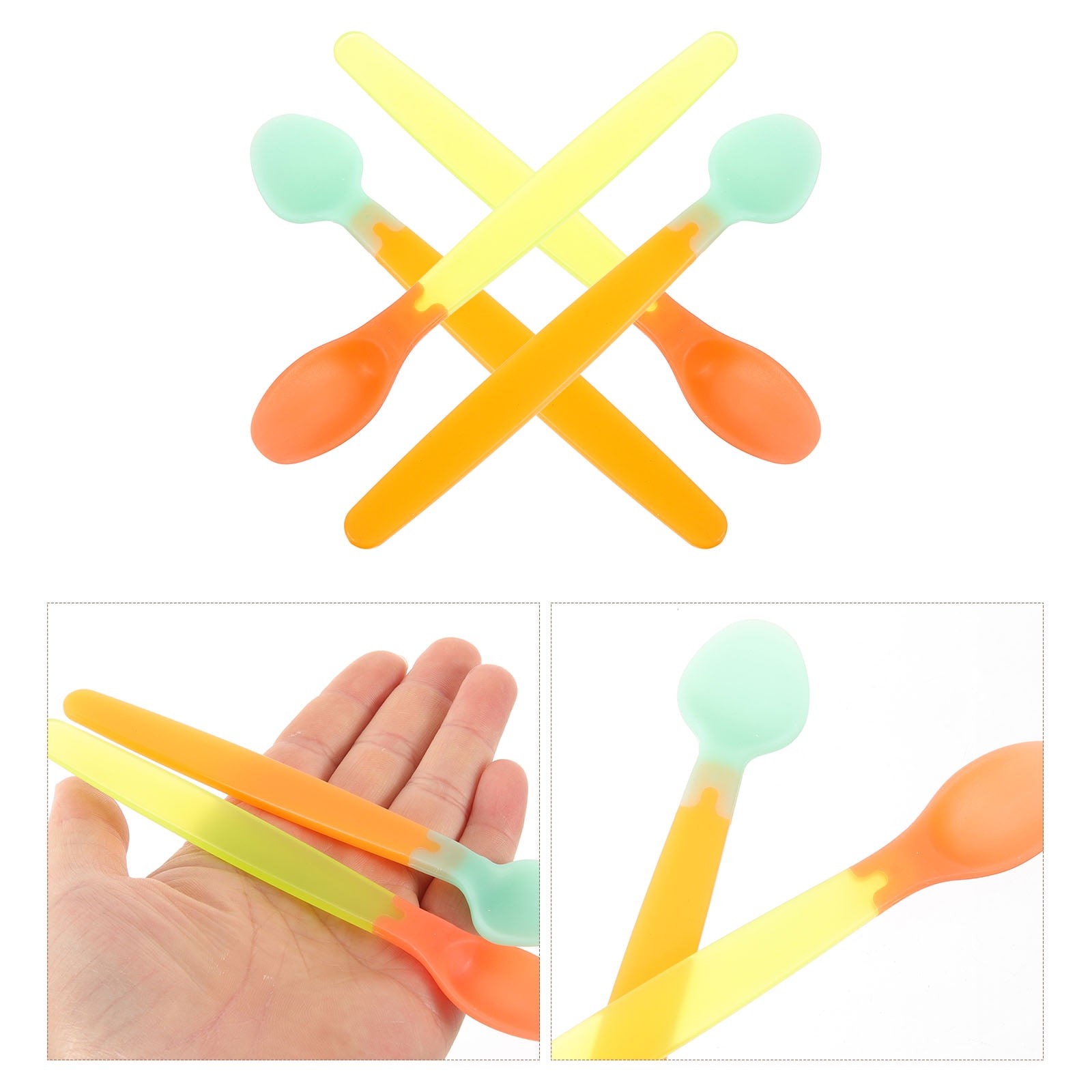 PAMINGONO Baby Auxiliary Spoon 2Sets Silicone Material Temperature ...