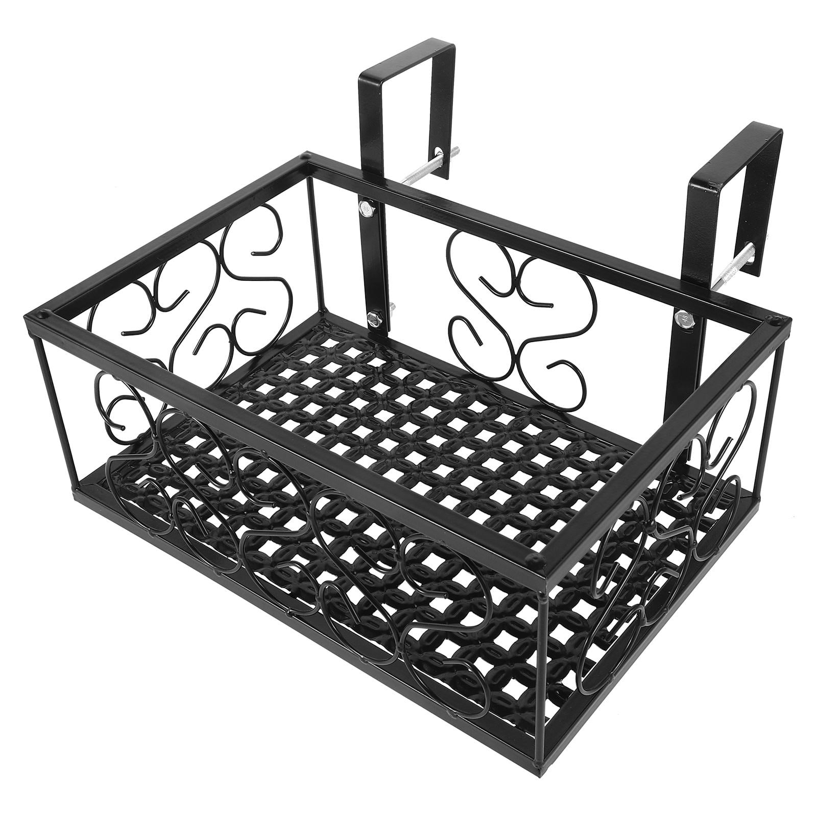 PAMINGONO Balcony Railing Shelf Metal Hanging Flower Pot Stand Rack ...