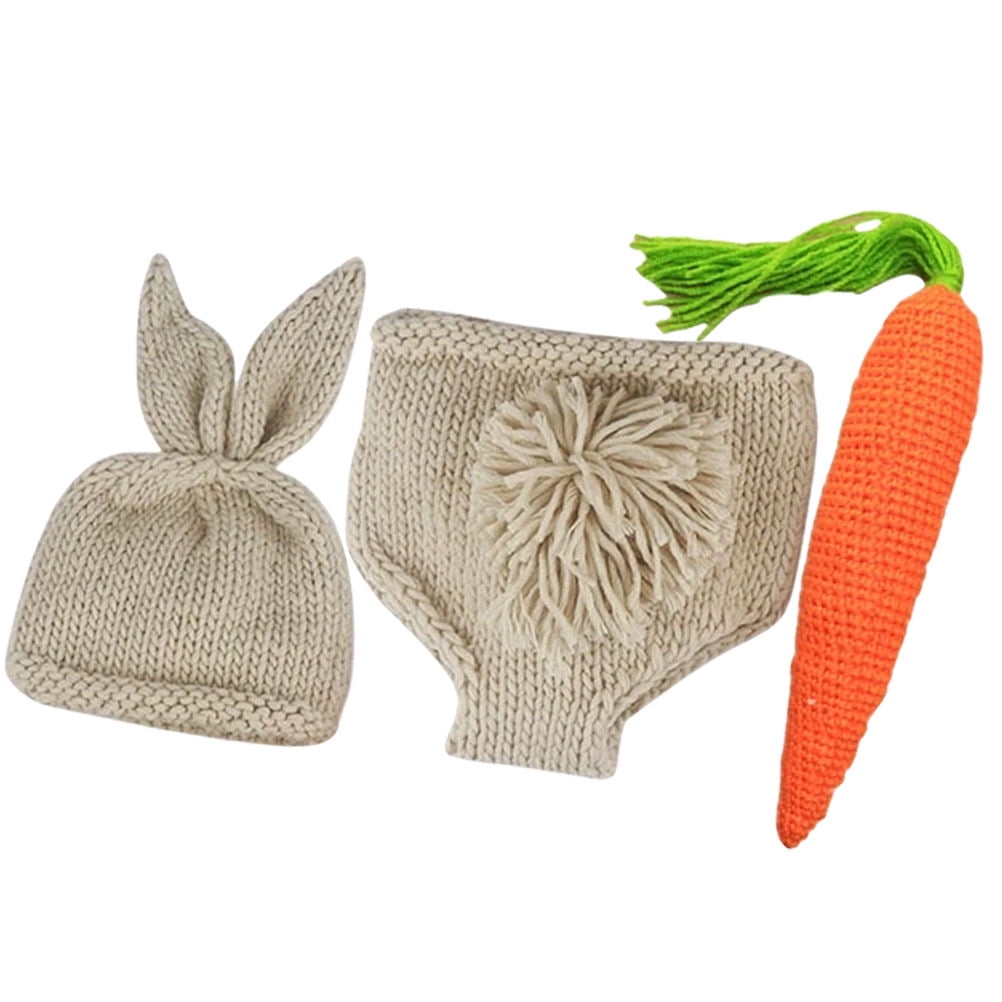 PAMINGONO Bunny Hat Pants Outfit Newborn Photography Props Multi Woolen ...