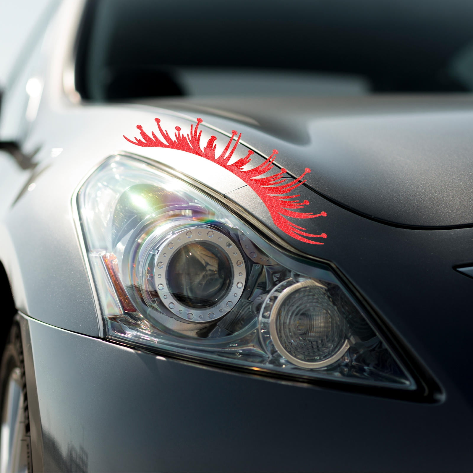 PAMINGONO Car Eyelash Stickers 2Pcs Red PVC for Headlights Nighttime ...