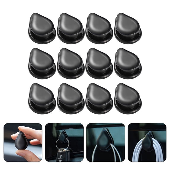PAMINGONO Car Interior Mini Hooks 12Pcs Black Plastic Organization Hand ...