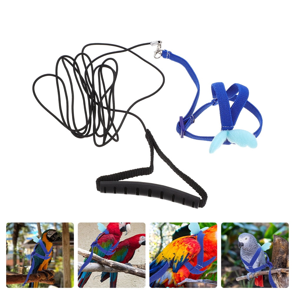 PAMINGONO Daily Use Parrot Harness 1Set for Birds in Blue Cloth with ...