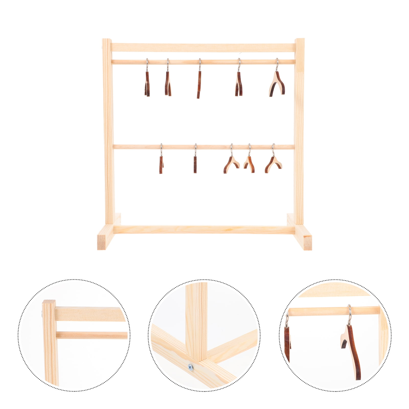 PAMINGONO Doll Clothing Rack Wooden Material for Doll House 1 Set ...