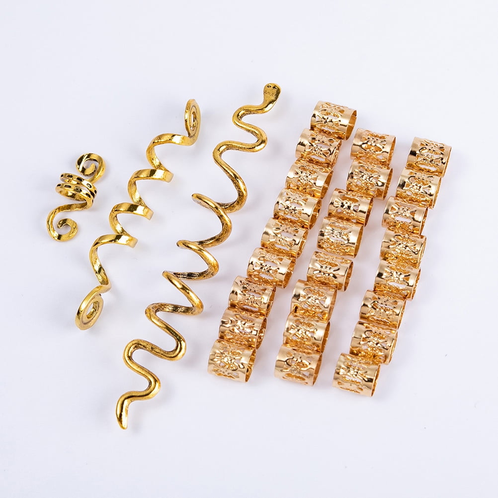 PAMINGONO Dreadlocks Jewellery 28Pcs Golden Metal Hair Cuffs for ...