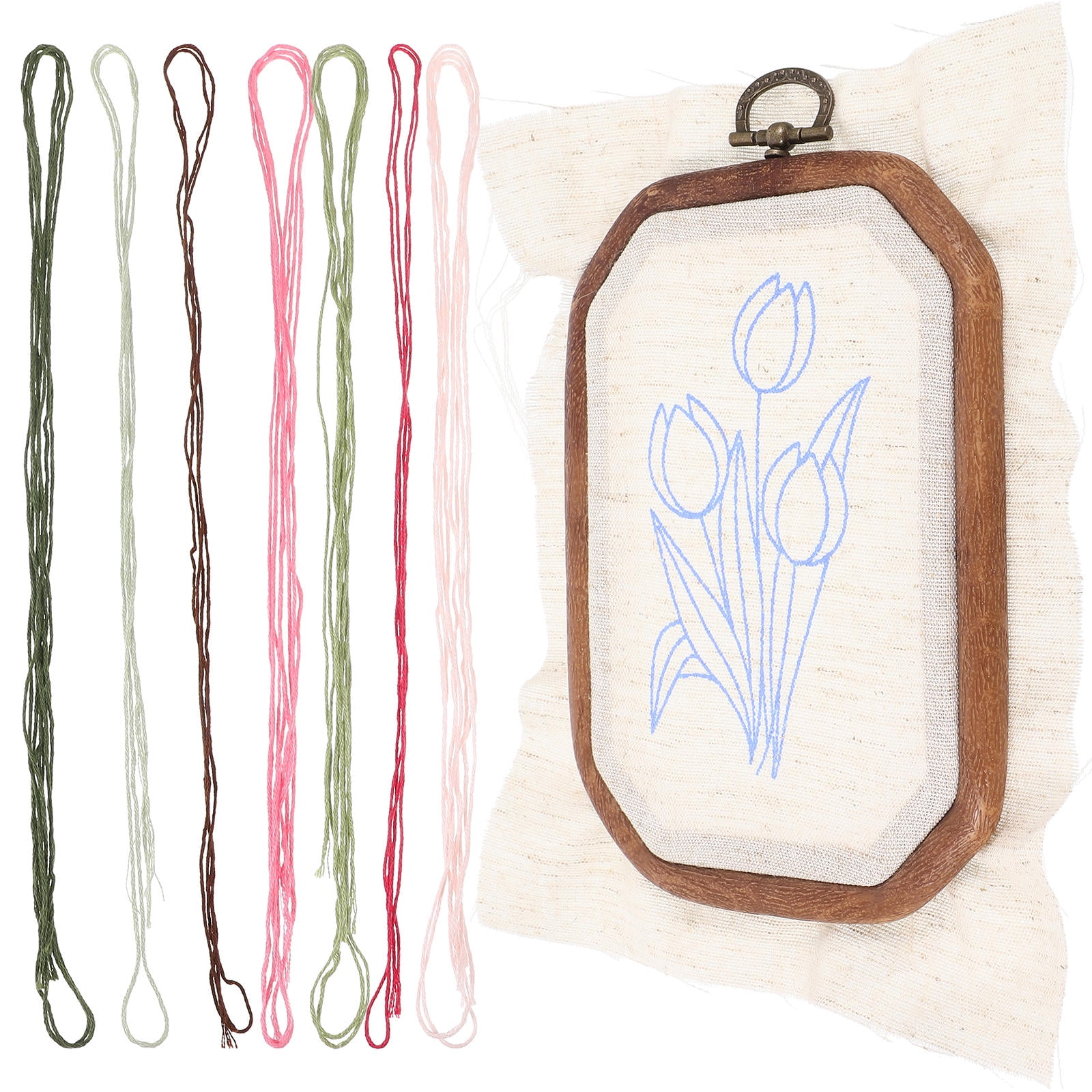 PAMINGONO Embroidery Stitch Practice Kit 1 Beginners Octagonal Hoop ...