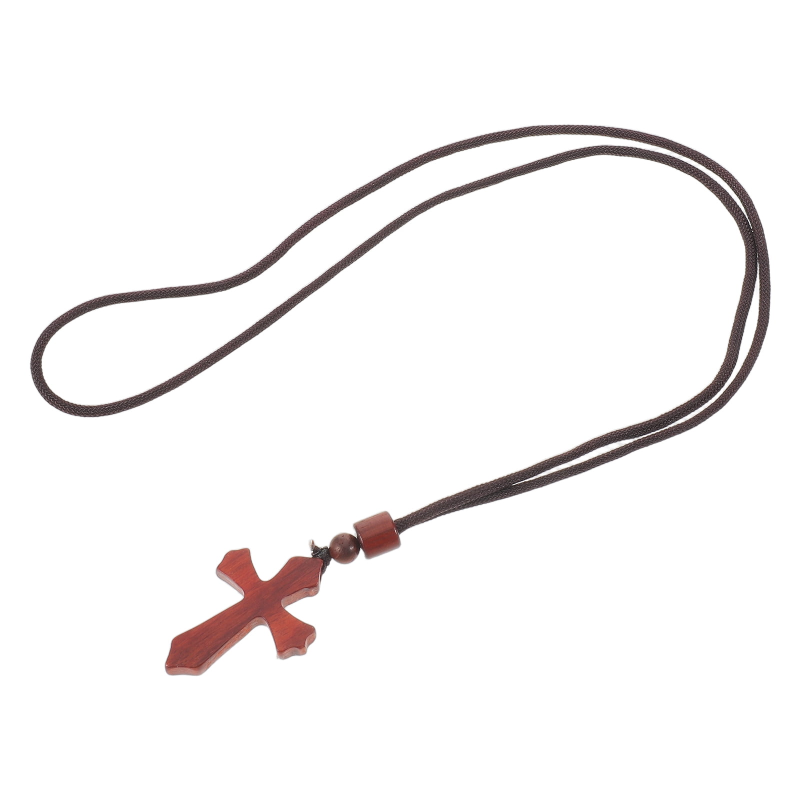 PAMINGONO Hand Carved Brown Wooden Cross Pendant Necklace Versatile ...
